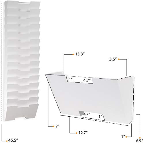 Wallniture Lisbon 15-Tier Wall Mounted File Holder and Desk Organizer ...