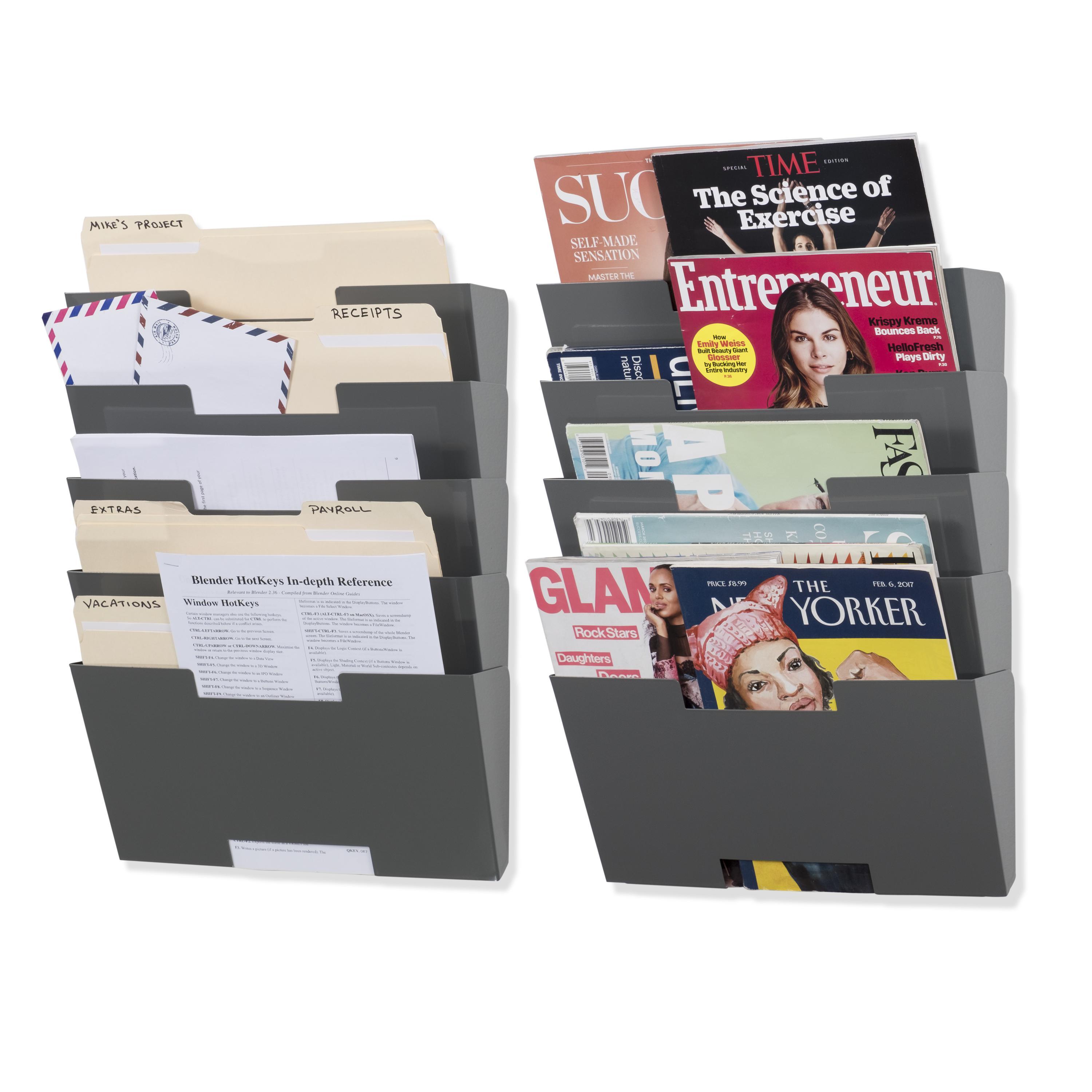 Wallniture Lisbon Magazine Rack Wall File Folder Organizer 5 Tier Mail ...