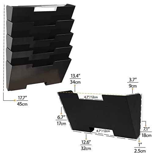 Wallniture Lisbon Wall Mounted File Holder Organizer, 5-Tier Metal ...