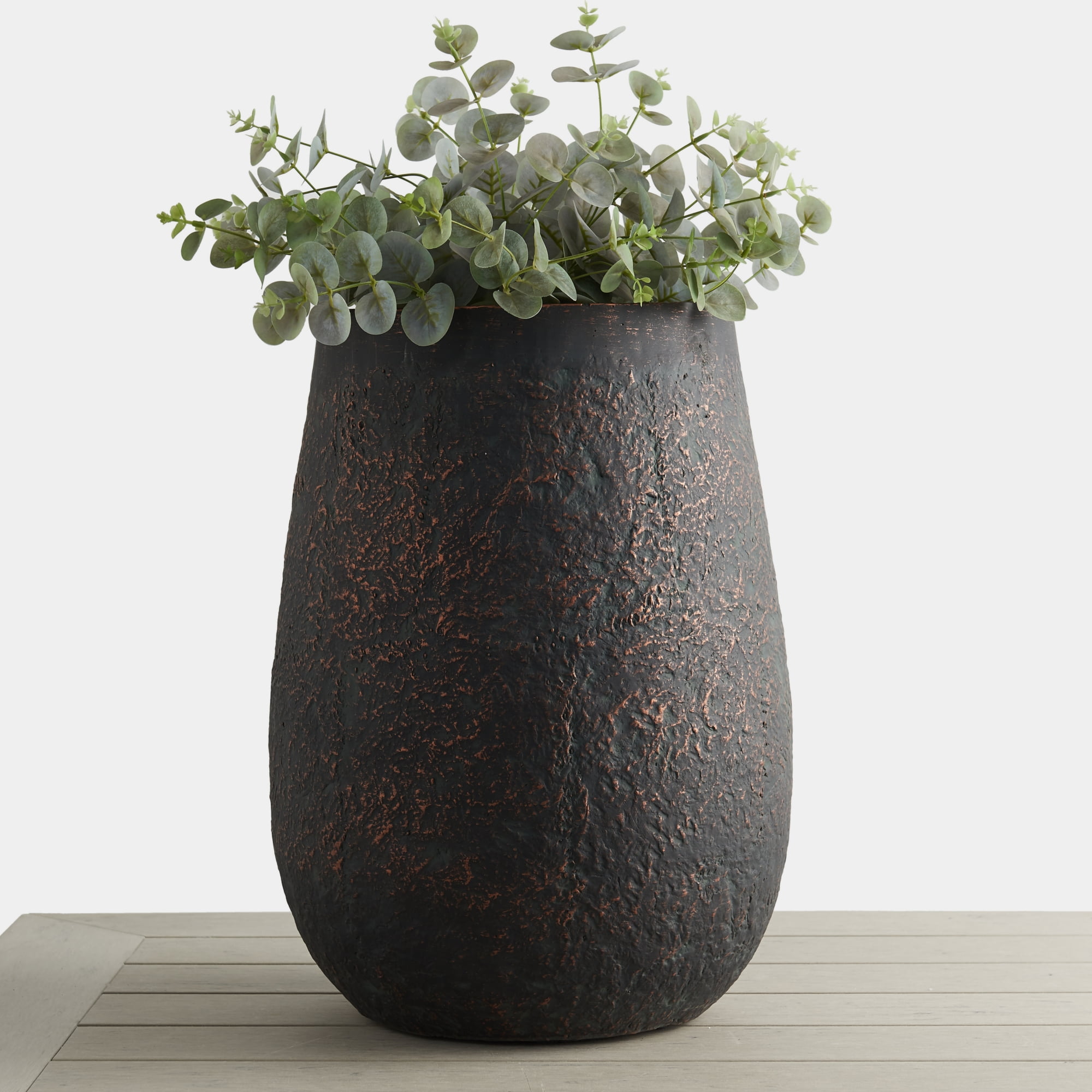 Wallowa 20 Inch Weathered Concrete Planter, Large Tall Flower Pot with ...