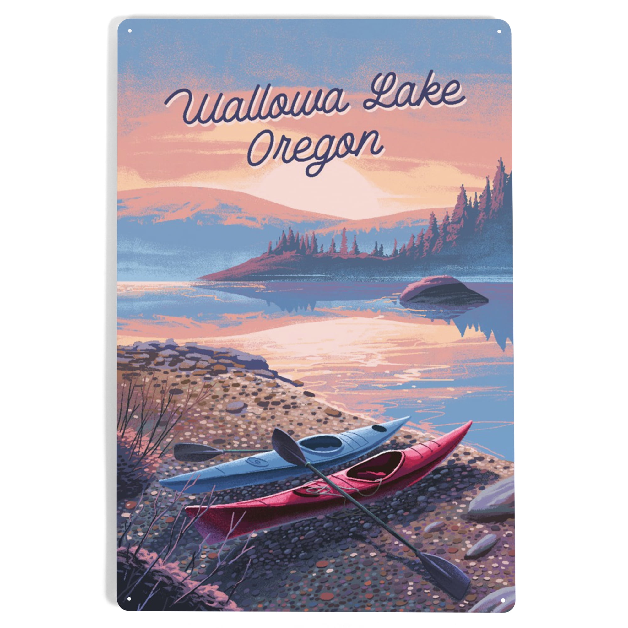 Wallowa Lake, Oregon, Glassy Sunrise, Kayak (12x18 Aluminum Art, Indoor ...