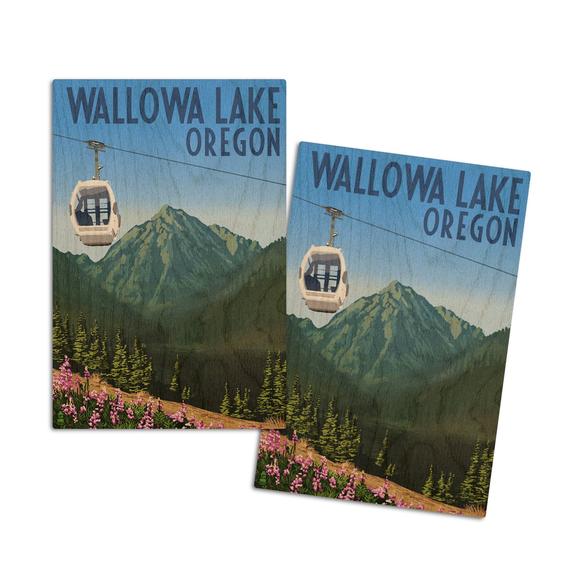 Wallowa Lake, Oregon, Mountain and Gondola (4x6 Birch Wood Postcards, 2 ...