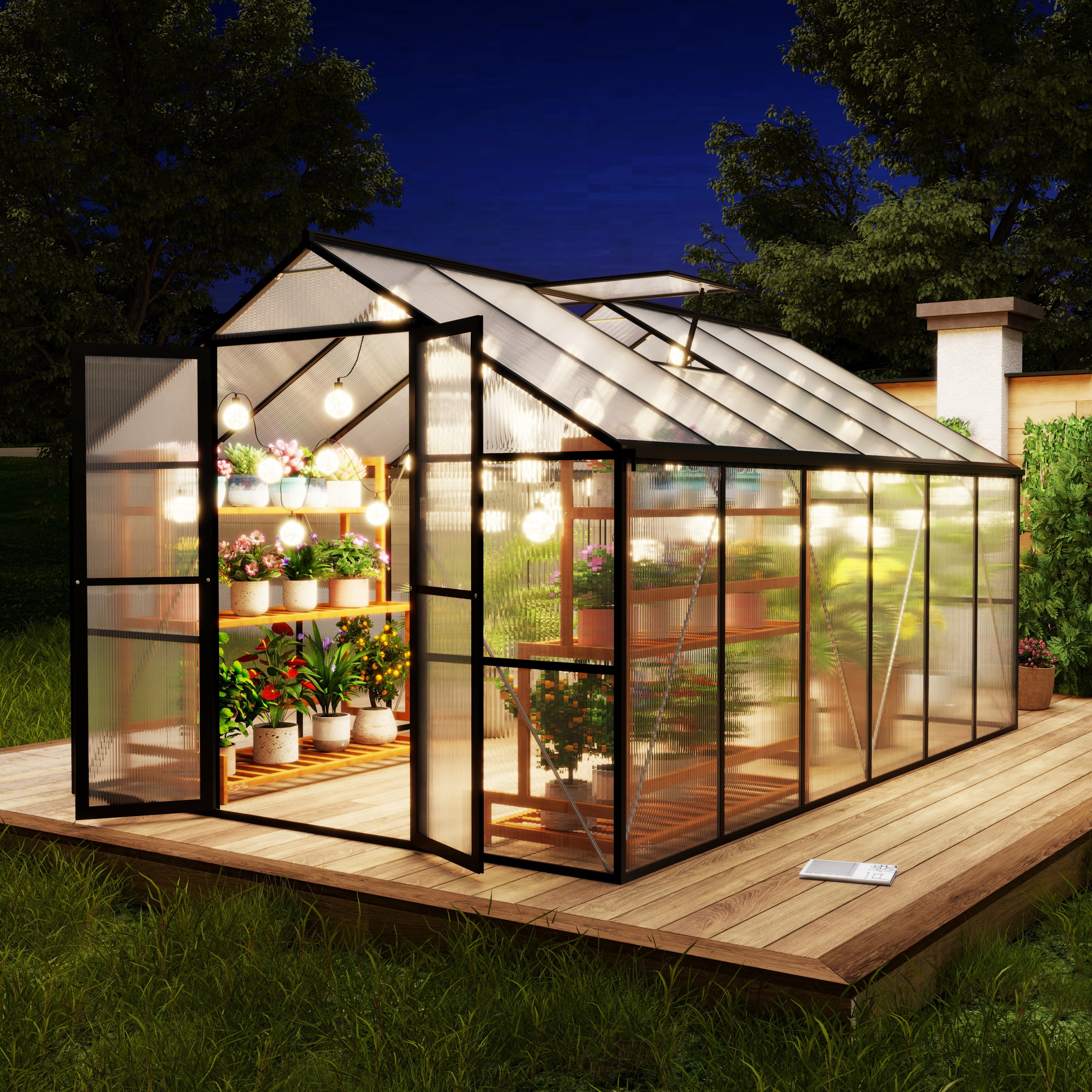 Wallowsun 8 x 12 FT Outdoor Greenhouse, Heavy-Duty Polycarbonate ...