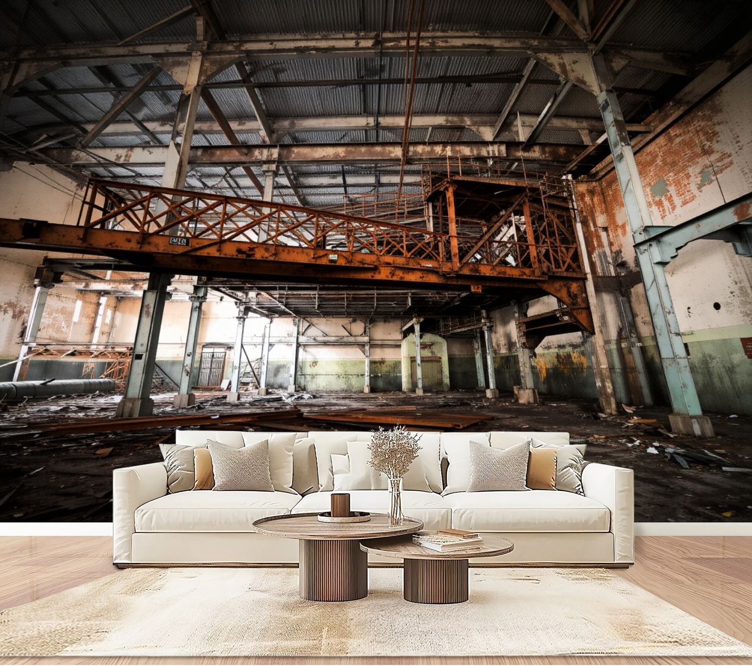 Wallpaper Abandoned Interior Bright Light Abandoned Factory Peel and ...