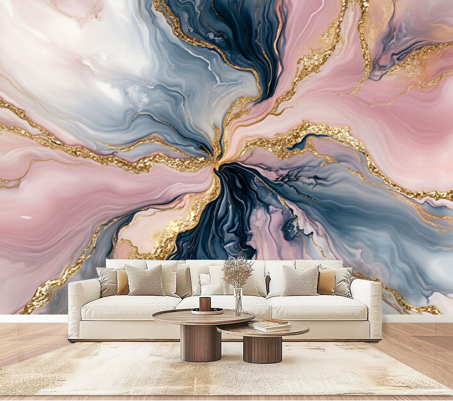 Wallpaper Abstract Marble Blue Pink Swirling Lines Marbled Patterns ...