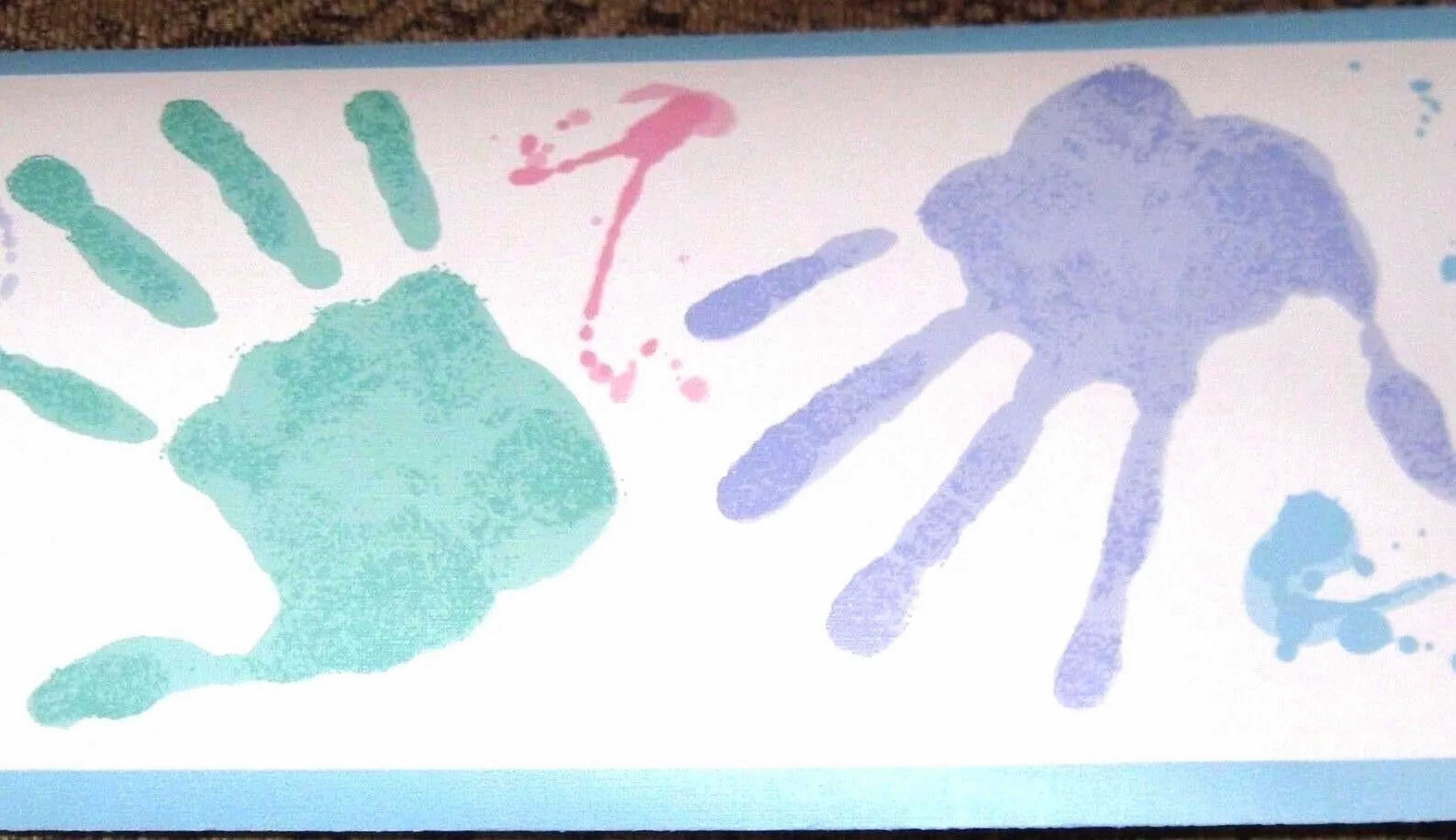 Wallpaper Border Painted Children Hand Prints Brewster Purple Pink Blue Eh99946 - Walmart.com