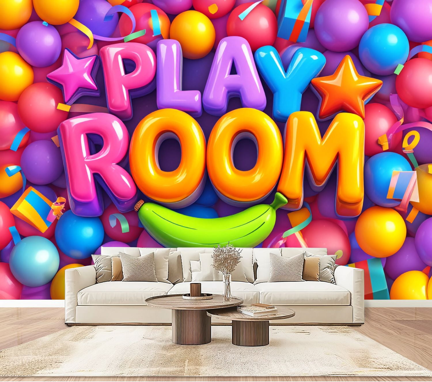 Wallpaper Colorful Play Room Balloons Confetti Festive Peel and Stick ...