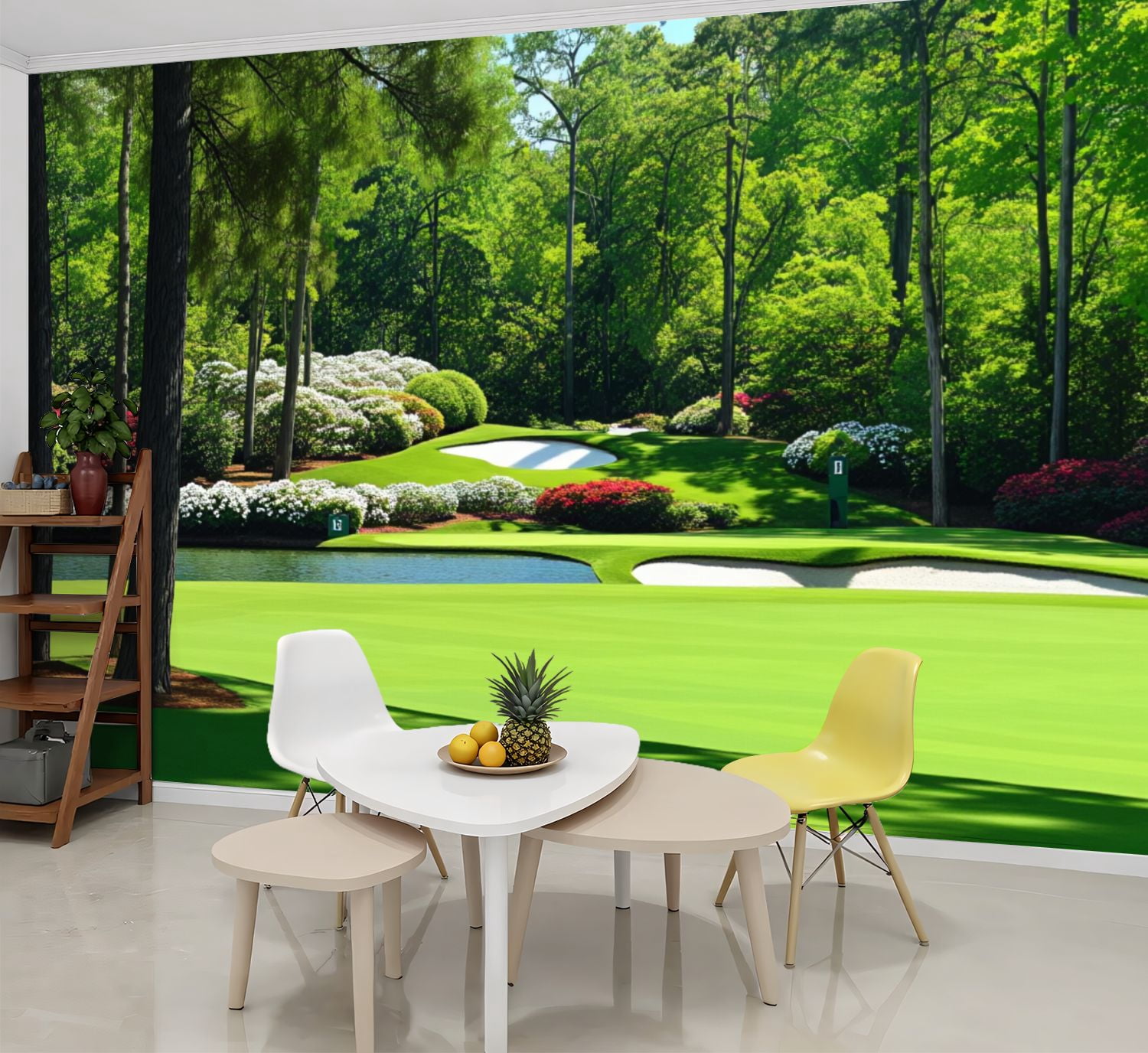 Wallpaper Golf Course Trees Greenery Sand Bunkers Flowering Plants Peel ...