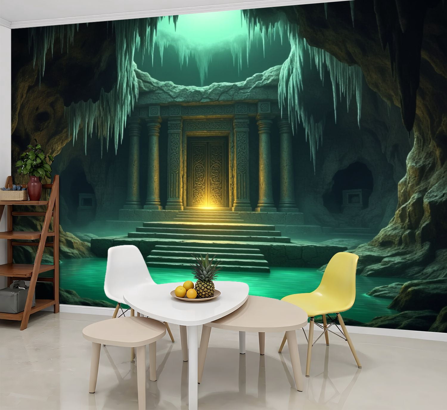 Wallpaper Mysterious Cave Temple Illuminated Stalactites Peel and Stick ...