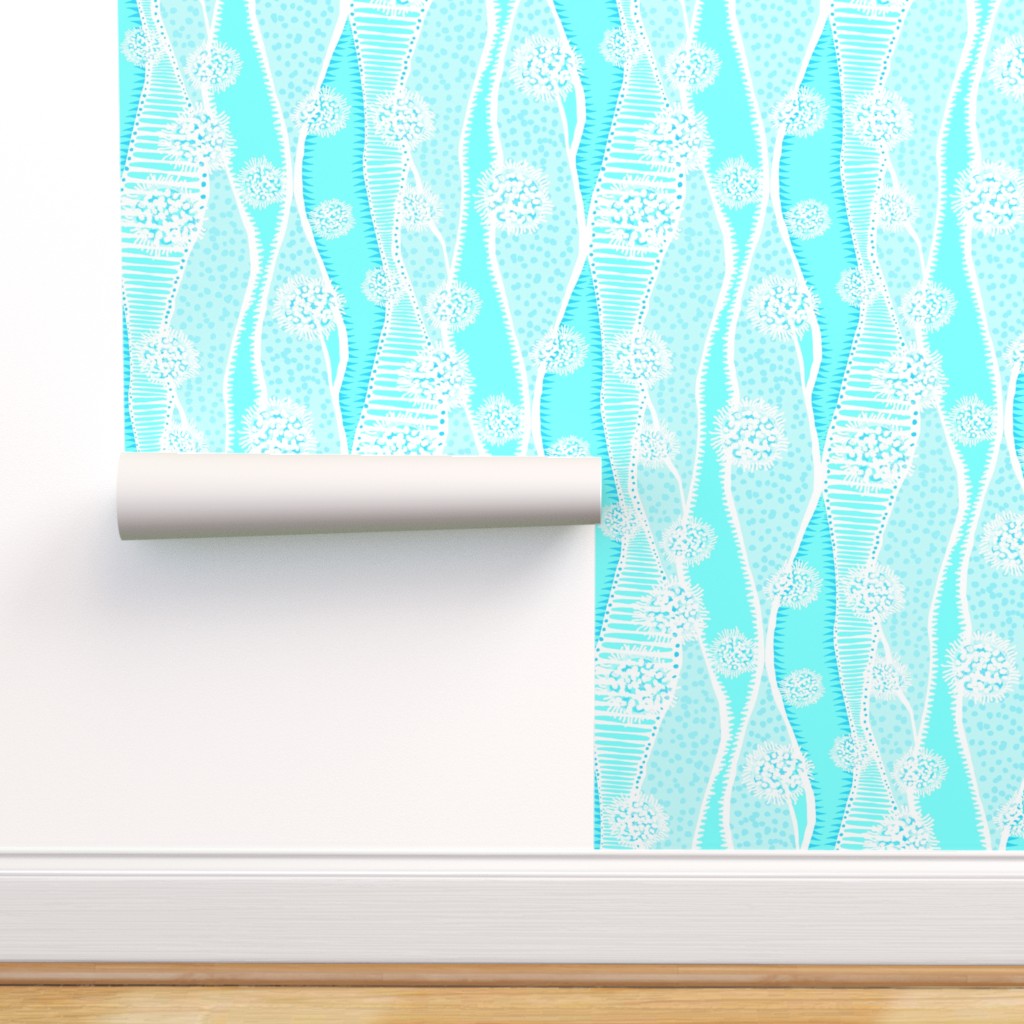 Wallpaper Roll Aquatic Plants Ocean Sea Marine Jumbo Abstract Retro 24in x 27ft - Walmart.com