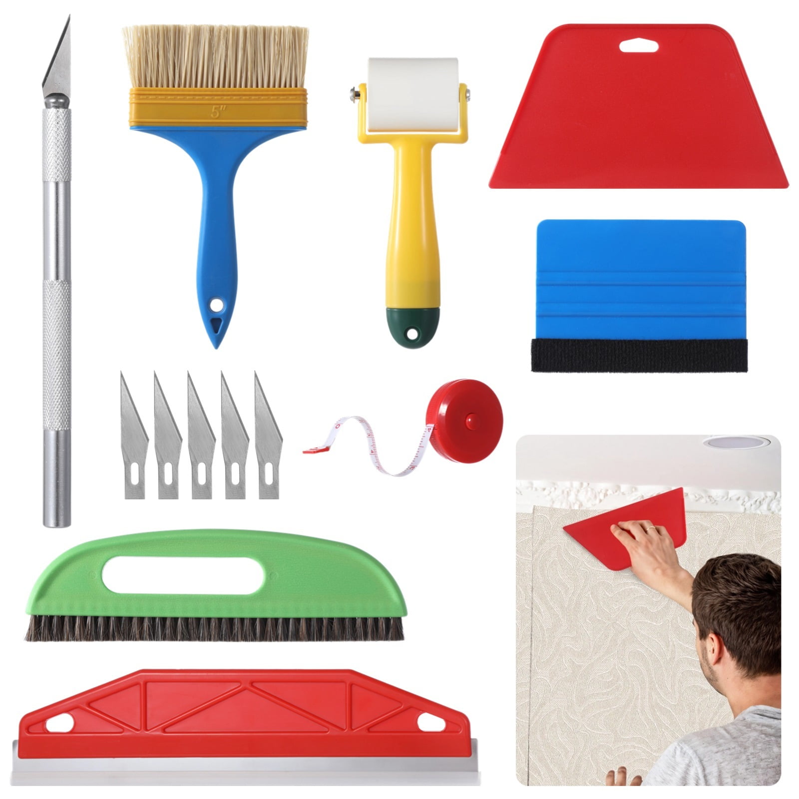 Wallpaper Smoothing Tool Kit, 13 Pcs Smoother Tools with Squeegee ...