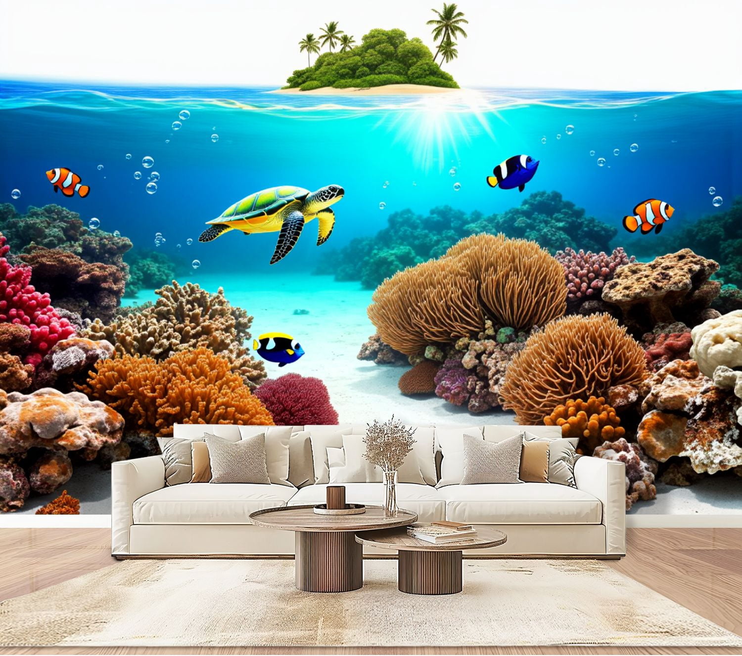 Wallpaper Underwater World Island Fish Sea Ocean Turtle Coral Reefs ...