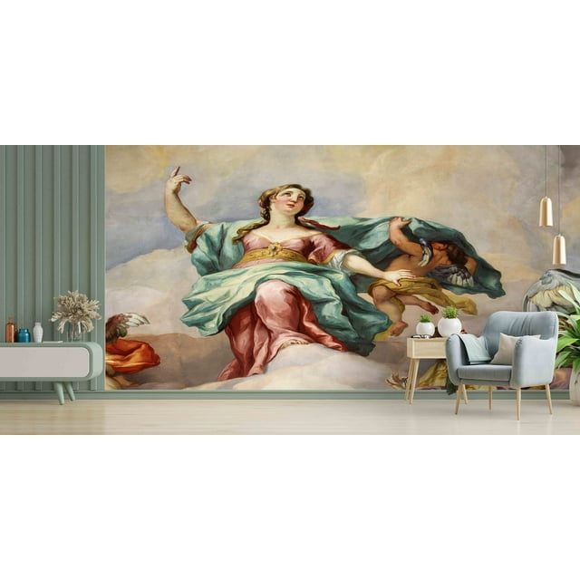 Wallpaper Wall Art, Angels In Cloud Painting, Modern Wallpaper, Modern ...