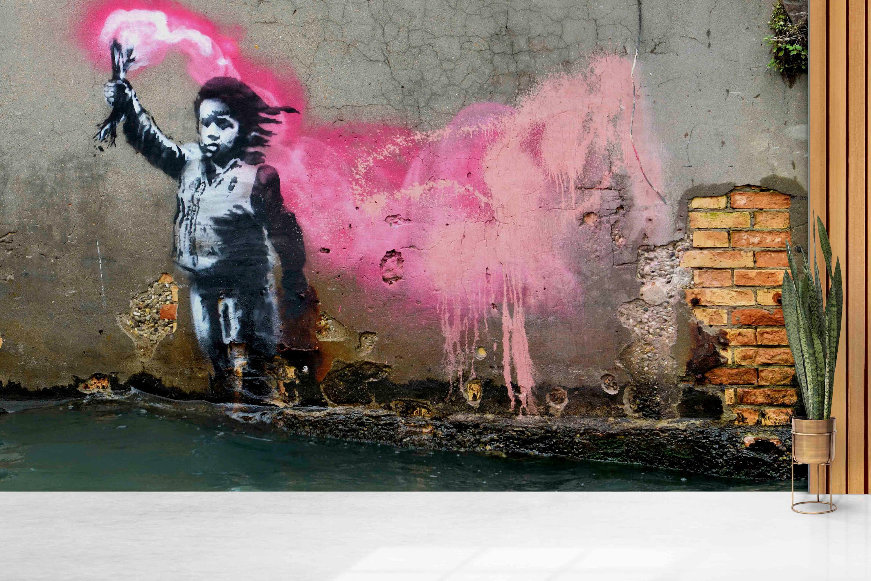 Wallpaper Wall Art, Banksy Street Wall Print, Bright Wallpaper, 3d ...