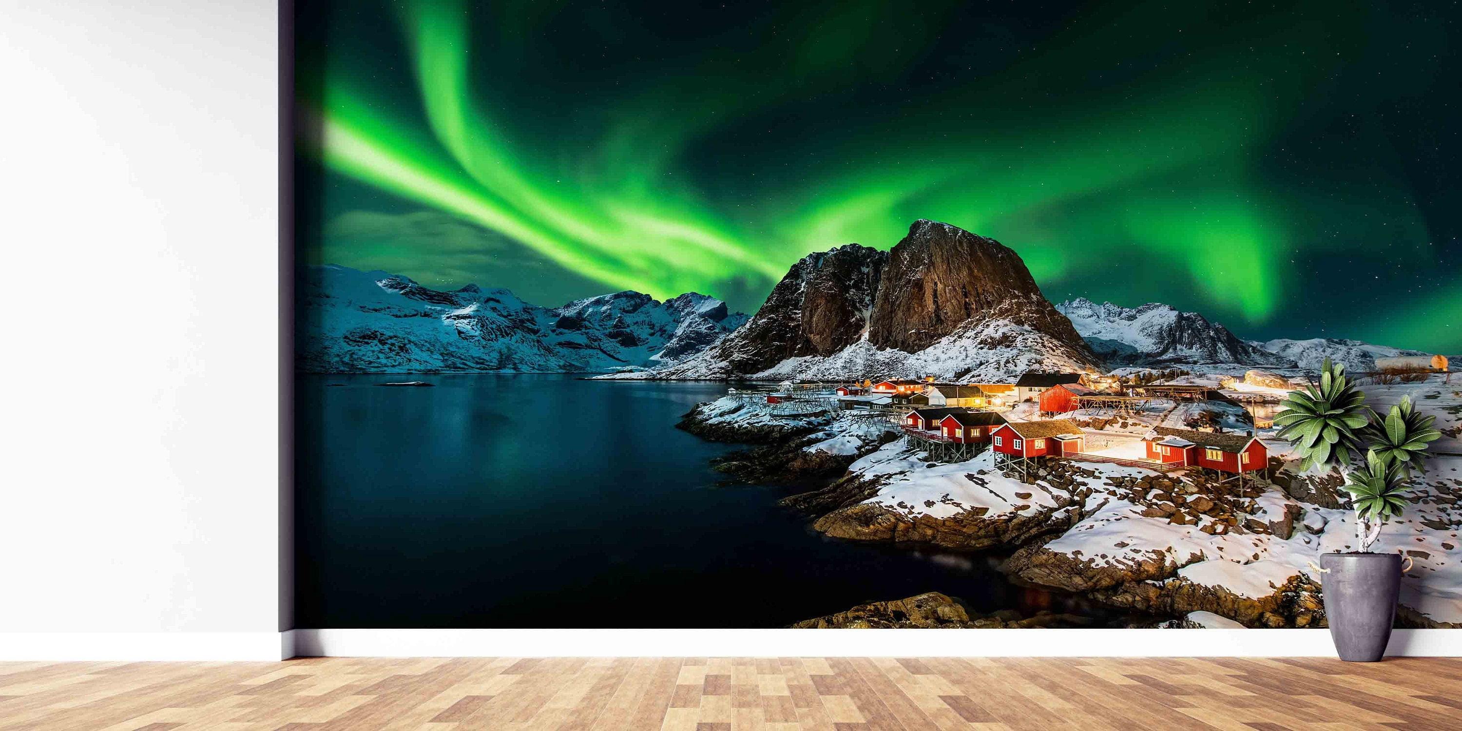 Wallpaper Wall Art, Bright Wallpaper, Paper Wall Art Northern Lights ...
