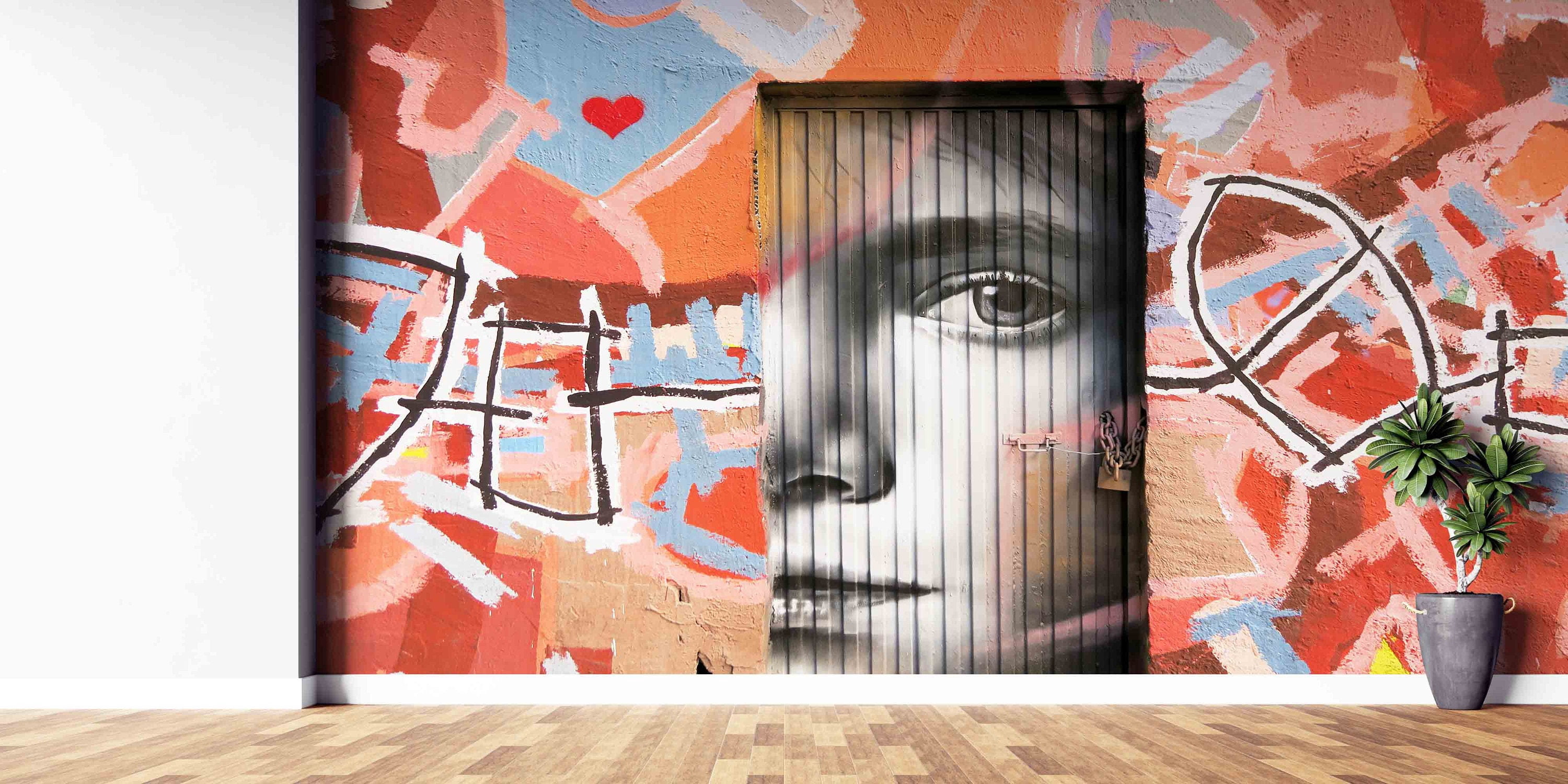 Wallpaper Wall Art, Girl Graffiti Painting, Paper Wall Art Modern ...
