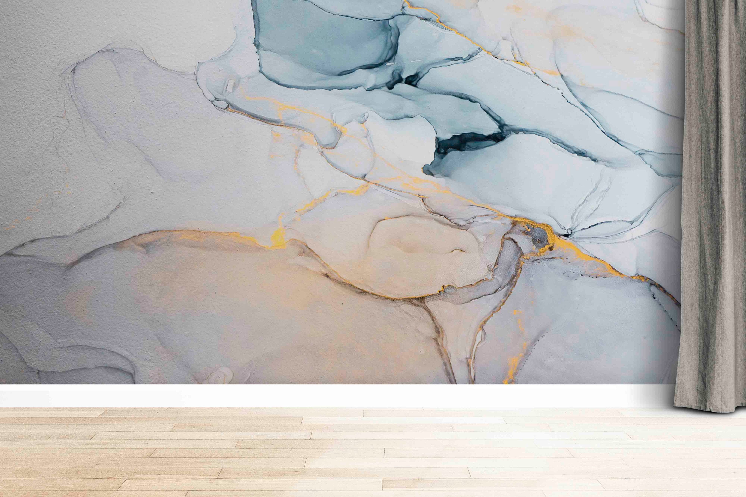 Wallpaper Wall Art, Gold Wallpaper, Bright Wallpaper, Blue Wallpaper ...