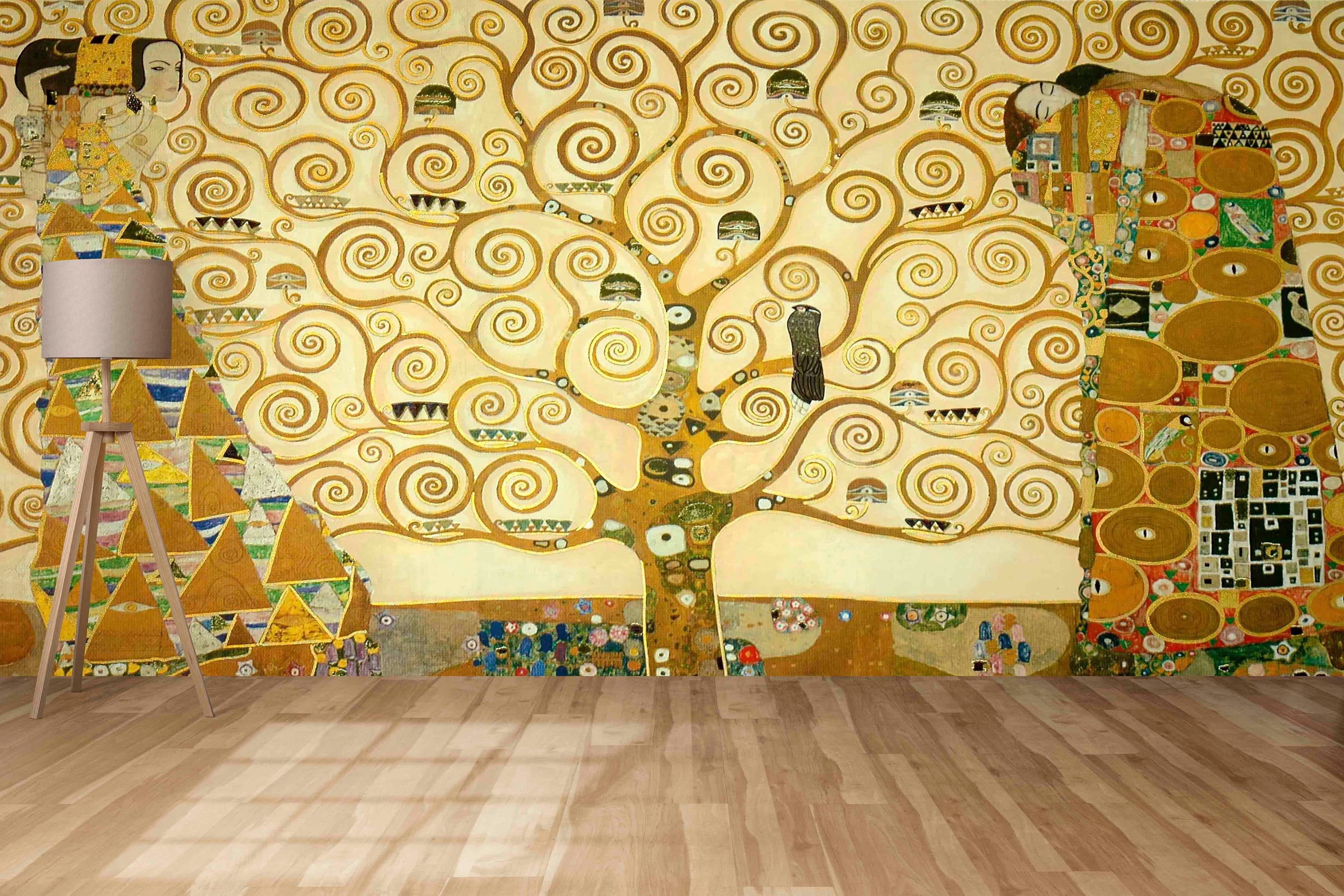 Wallpaper Wall Art, Klimt The Tree Of Life, Bright Wallpaper, Modern ...