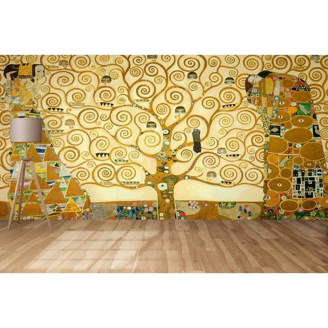Wallpaper Wall Art, Klimt The Tree Of Life, Bright Wallpaper, Modern ...