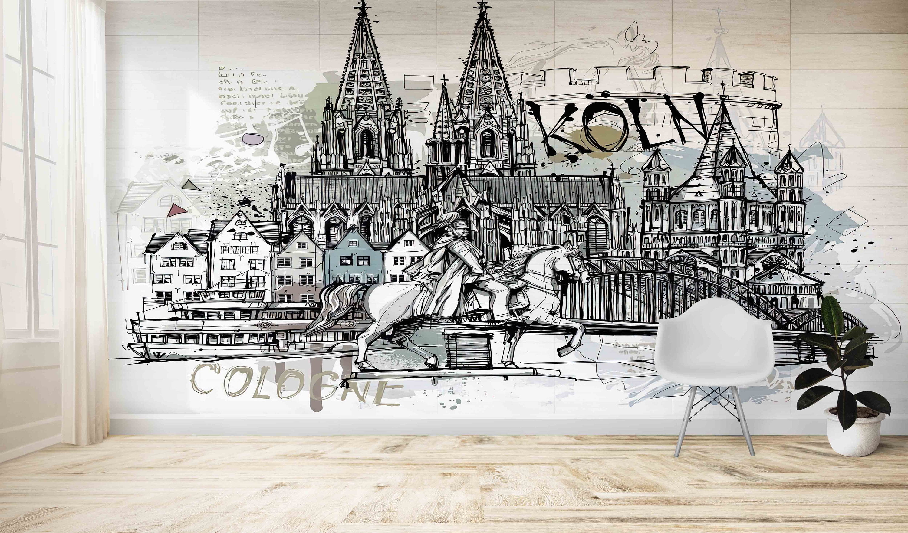 Wallpaper Wall Art, Koln Wall Painting, 3d Wallpaper, Koln Landscape ...