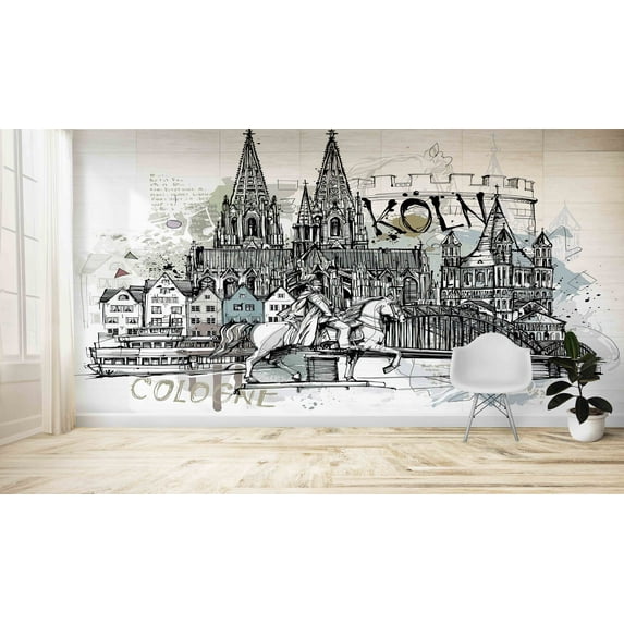 Wallpaper Wall Art, Koln Wall Painting, 3d Wallpaper, Koln Landscape Wall Mural, Paper Wall Art ...