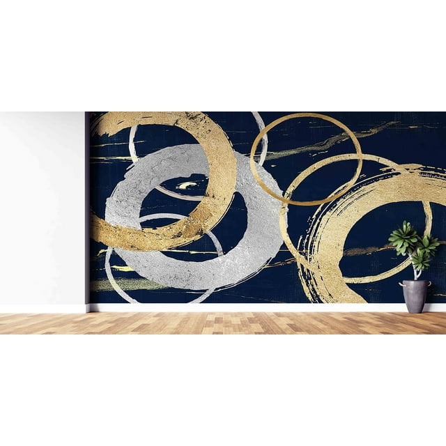 Wallpaper Wall Art, Modern Wallpaper, Gold and Silver Rings, Custom ...