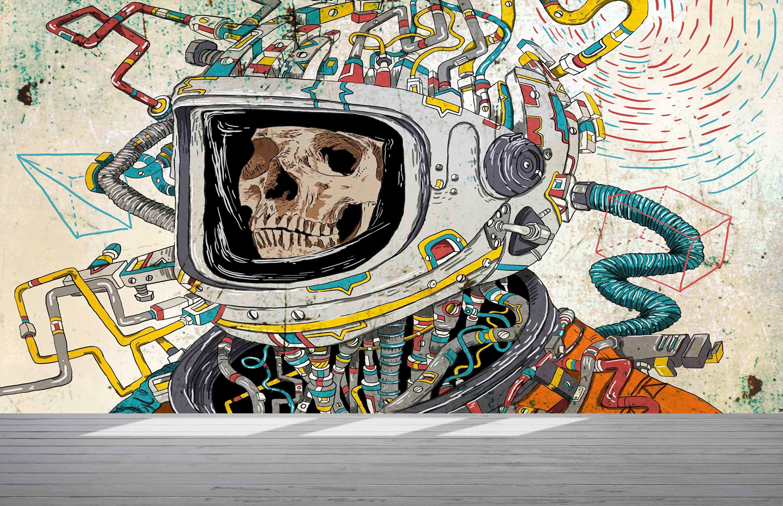 Wallpaper Wall Art, Paper Wall Art Skull Wall Poster, Custom Wallpaper ...