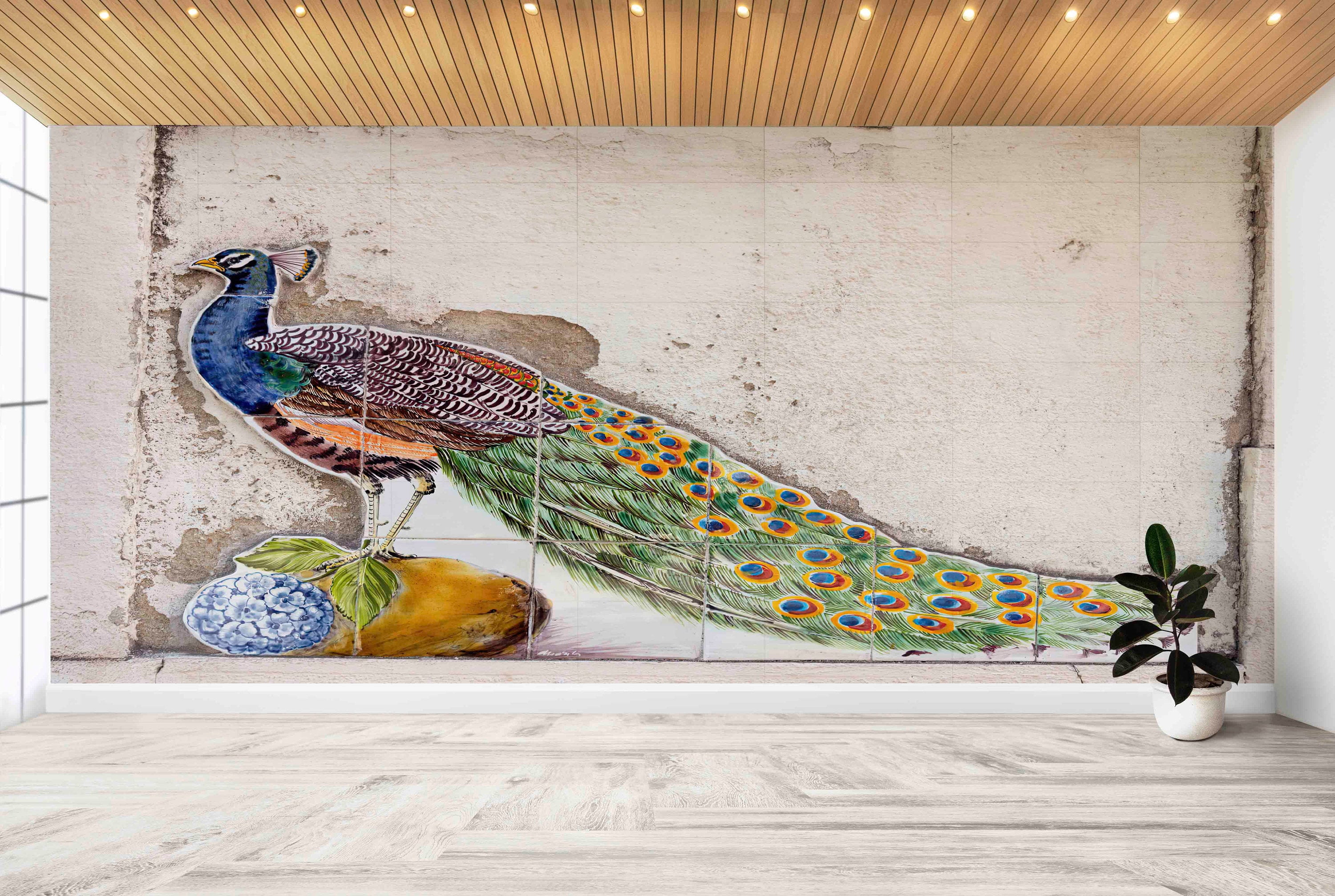 Wallpaper Wall Art, Peacock Lover Gift Wallpaper, Peacock, Paper Wall ...