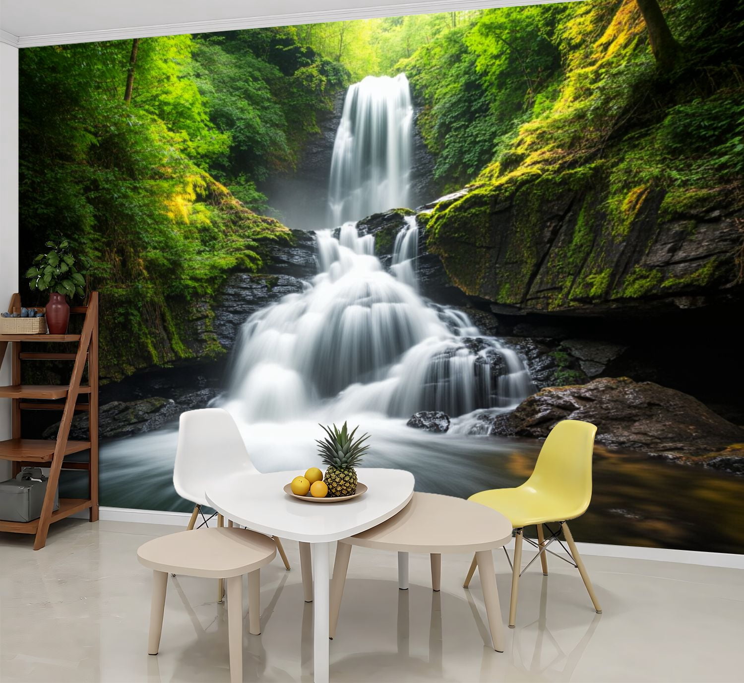 Wallpaper Waterfalls Waterfall Flowing Stream Moss covered Peel and ...