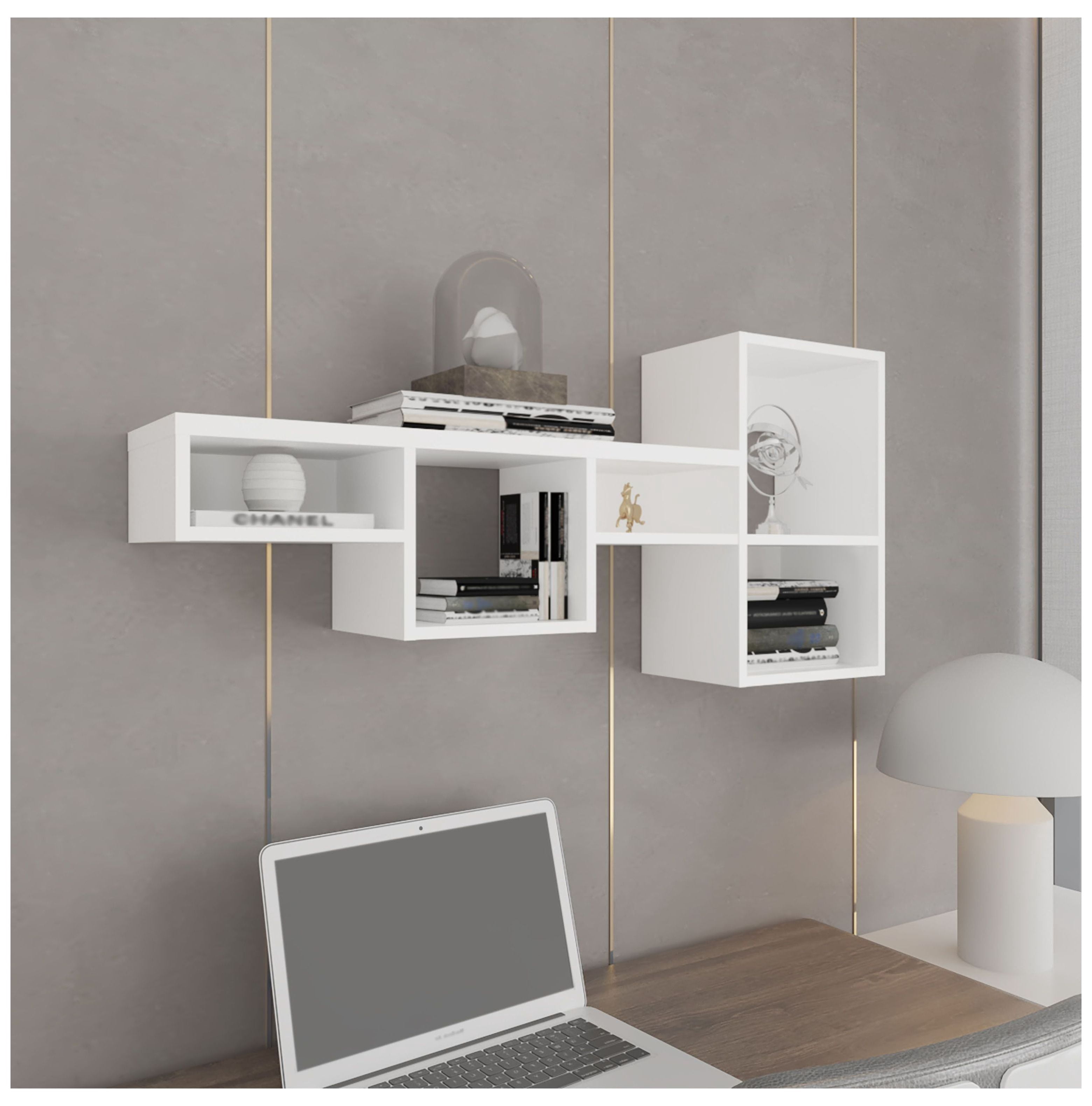 MHSHZLJZK 48 in x 7-Tier Floating Shelves, White - Walmart.com