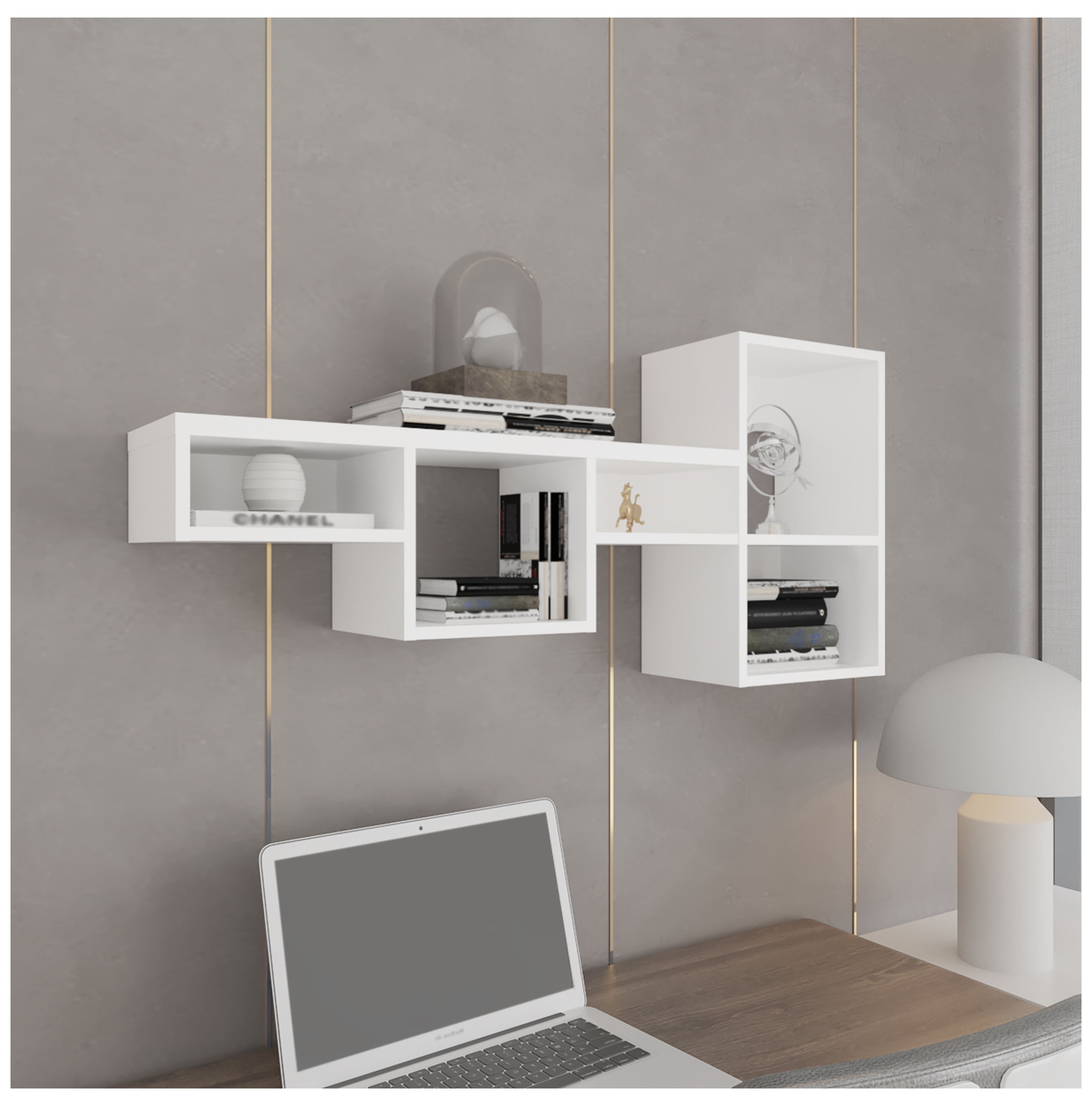 Wallshe 47" Wide 7-Tier Wall Shelf, Cube Shelf Modular Shelf for Living ...