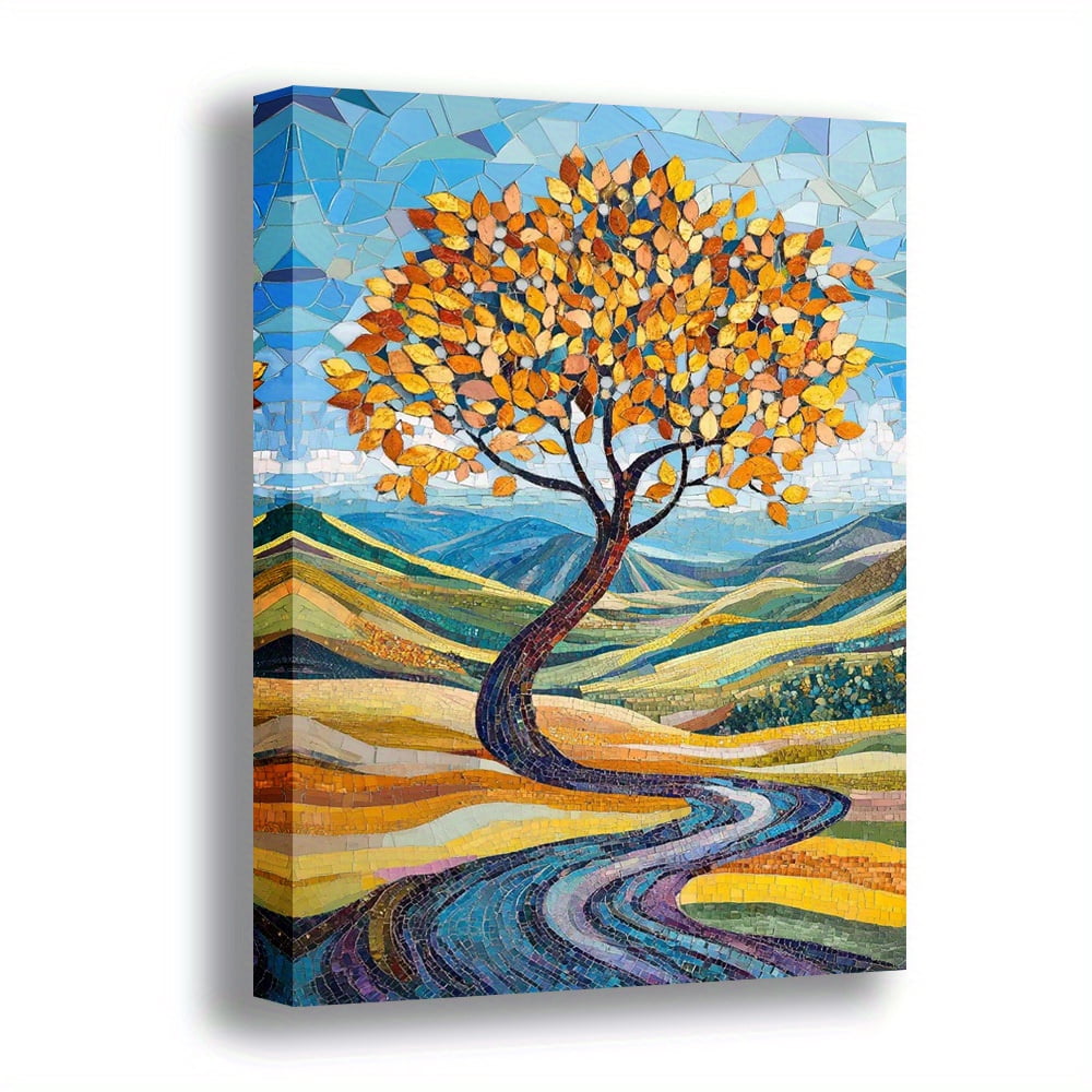 Wallume Store Luxury Mosaic Autumn Tree Path Canvas - Living Room Wall ...
