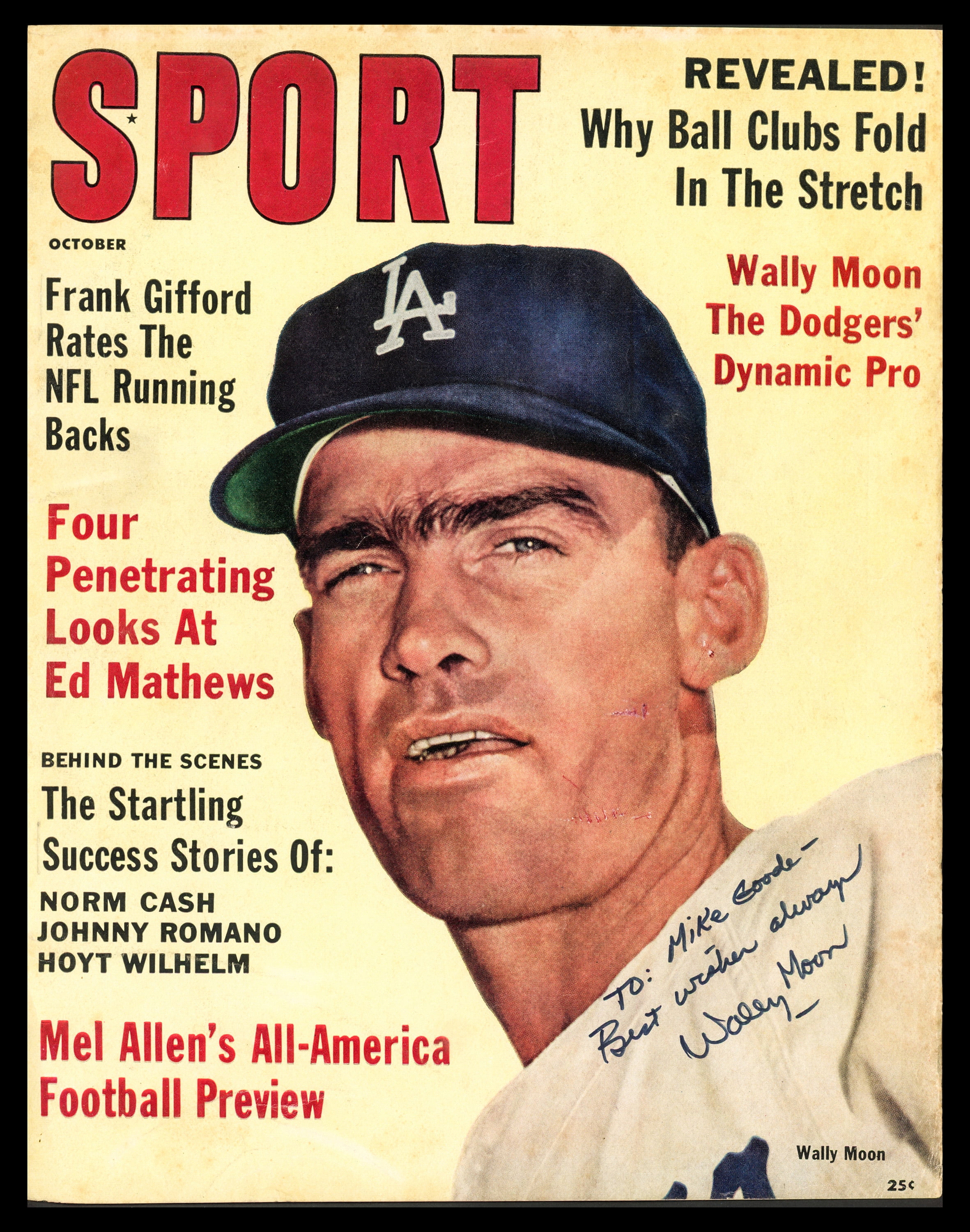 Wally Moon Autographed 8.5x11 Magazine Page Photo Los Angeles Dodgers ...
