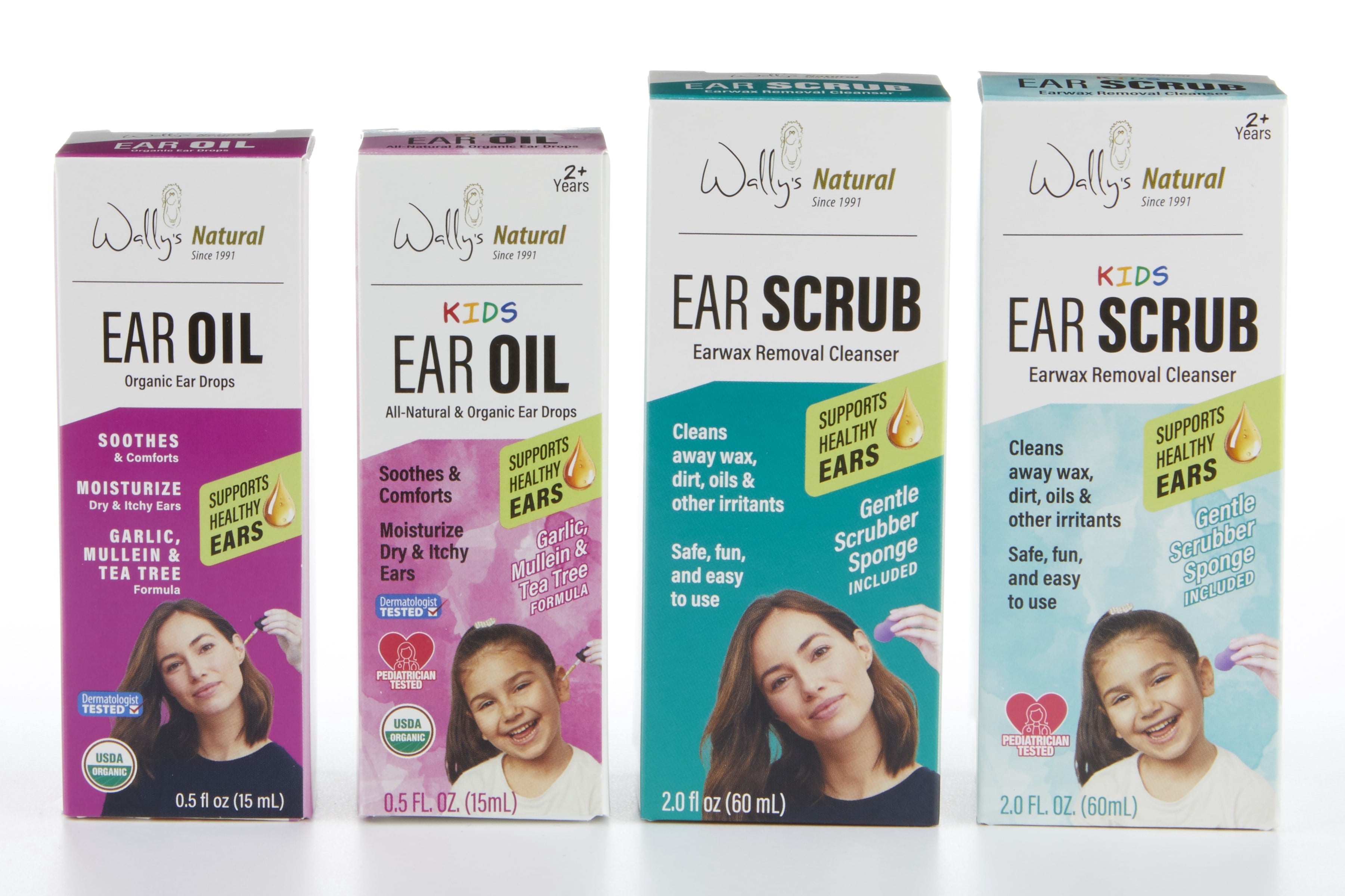 Wally's Natural Family Ear Care Bundle with Adult and Kid’s Ear Scrub ...