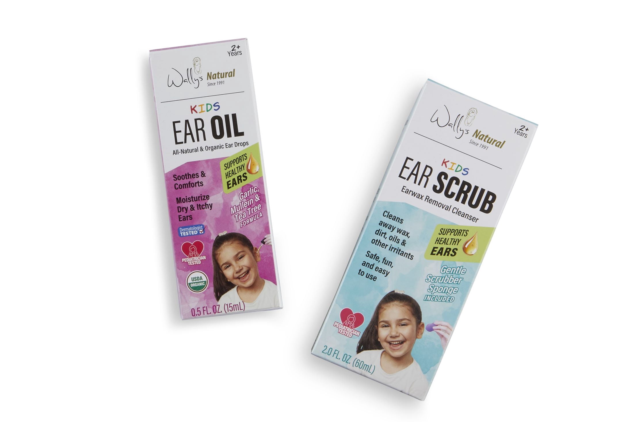 Wally's Natural Ear Care Bundle for Kid's with Ear Scrub 2 fl oz & Ear ...