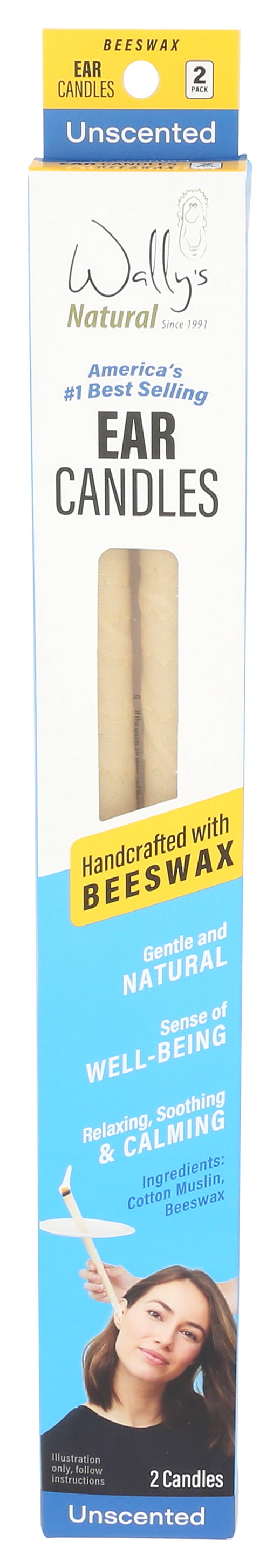 Wally’s Natural Products Unscented Beeswax Ear Candles, 2 Pack HSA/FSA ...