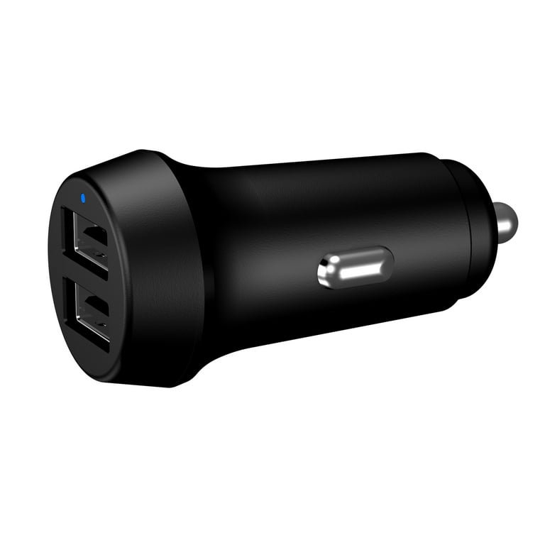 Walmart 2.4a Car Charger Black USB Type a Dual Ports Compatible with iPhone14 13 12 Pro Max