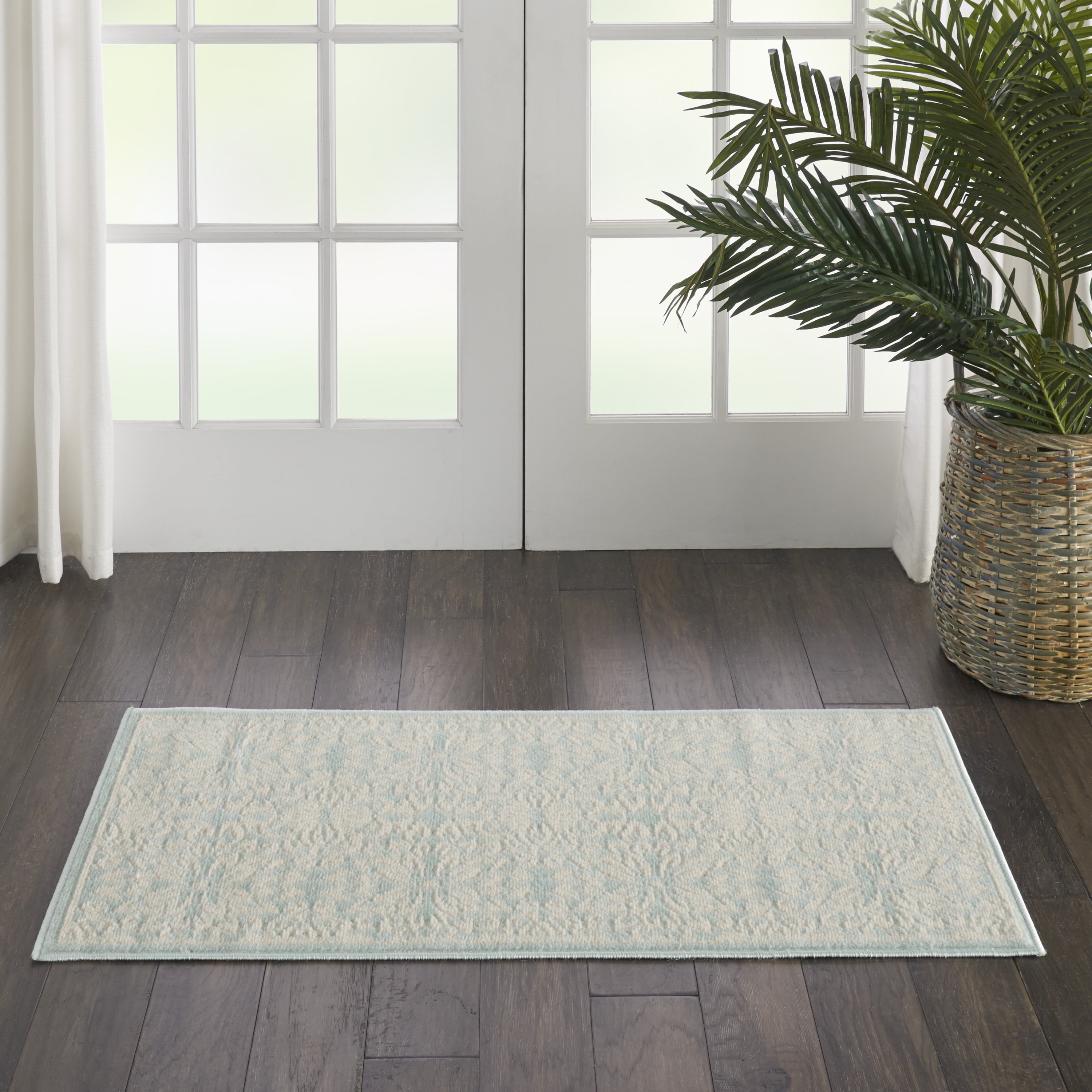 Walmart Bliss Modern Floral Ivory/Green 2 x 4 Area Rug - Walmart.com