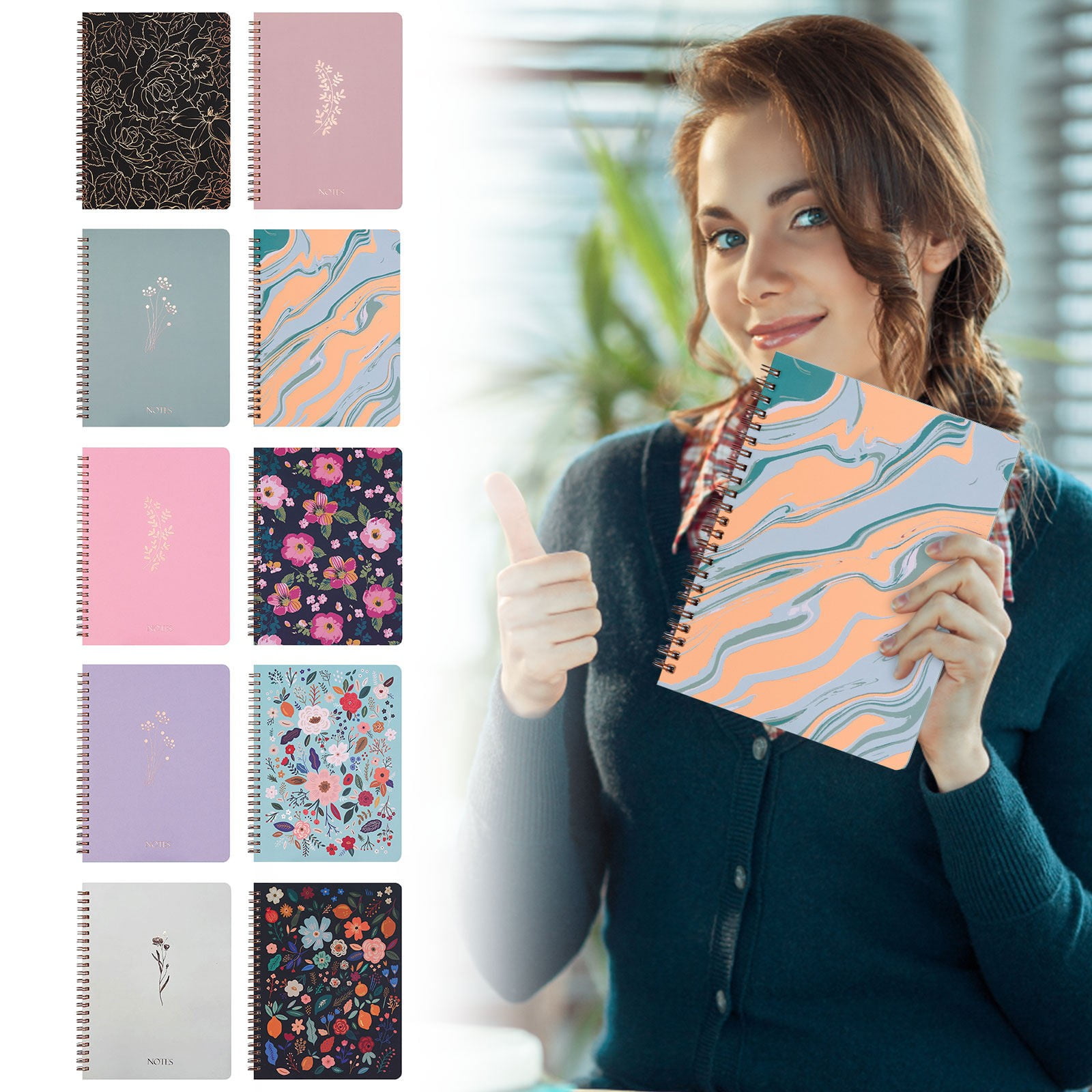 Walmart Clearance! Spiral Journal Notebook for Women with Large Pockets ...