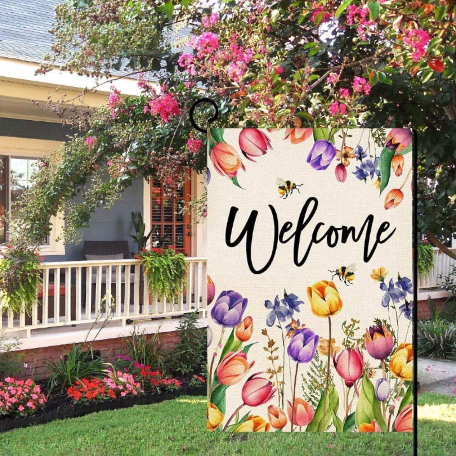 Walmart Clearance! Welcome Spring Summer Floral Garden Flag 12X18 Inch ...