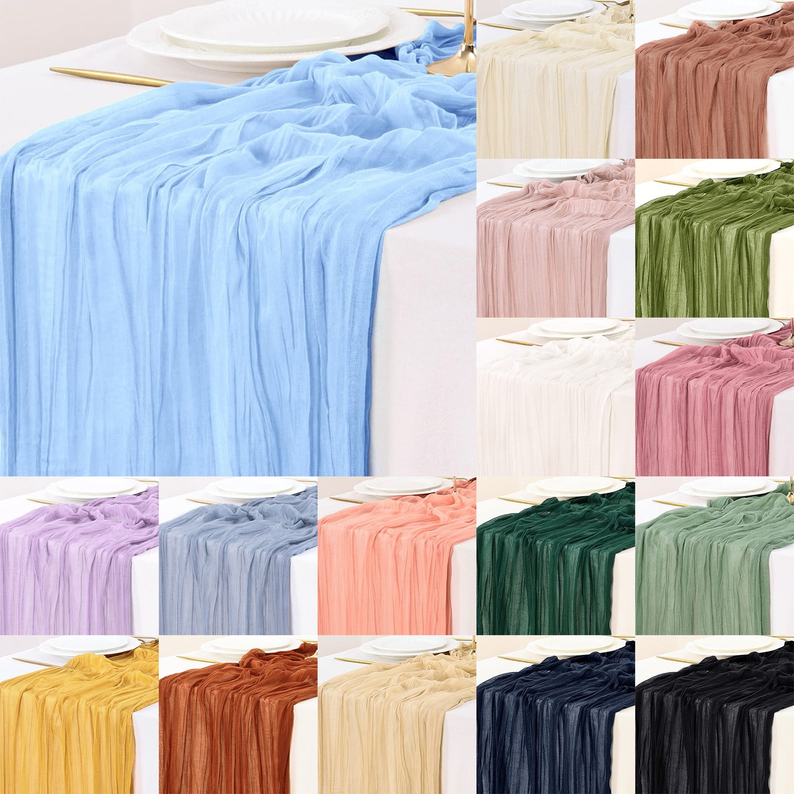 Walmart+ Deals, 1*Cheese Table Runner Pleated Cloth Cheesecloth Table ...