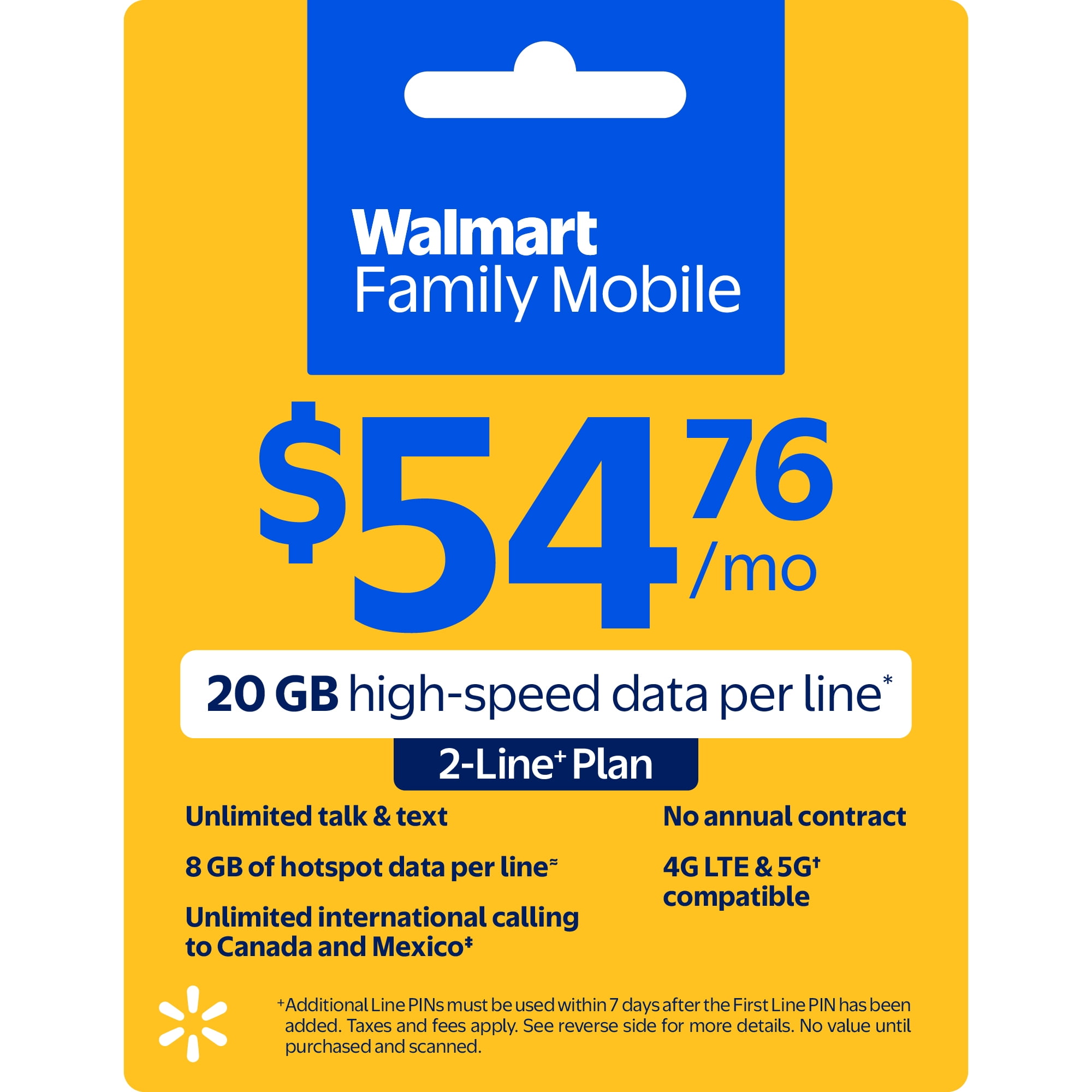 Walmart Family Mobile $54.76 Unlimited Talk & Text 2-Line Monthly ...
