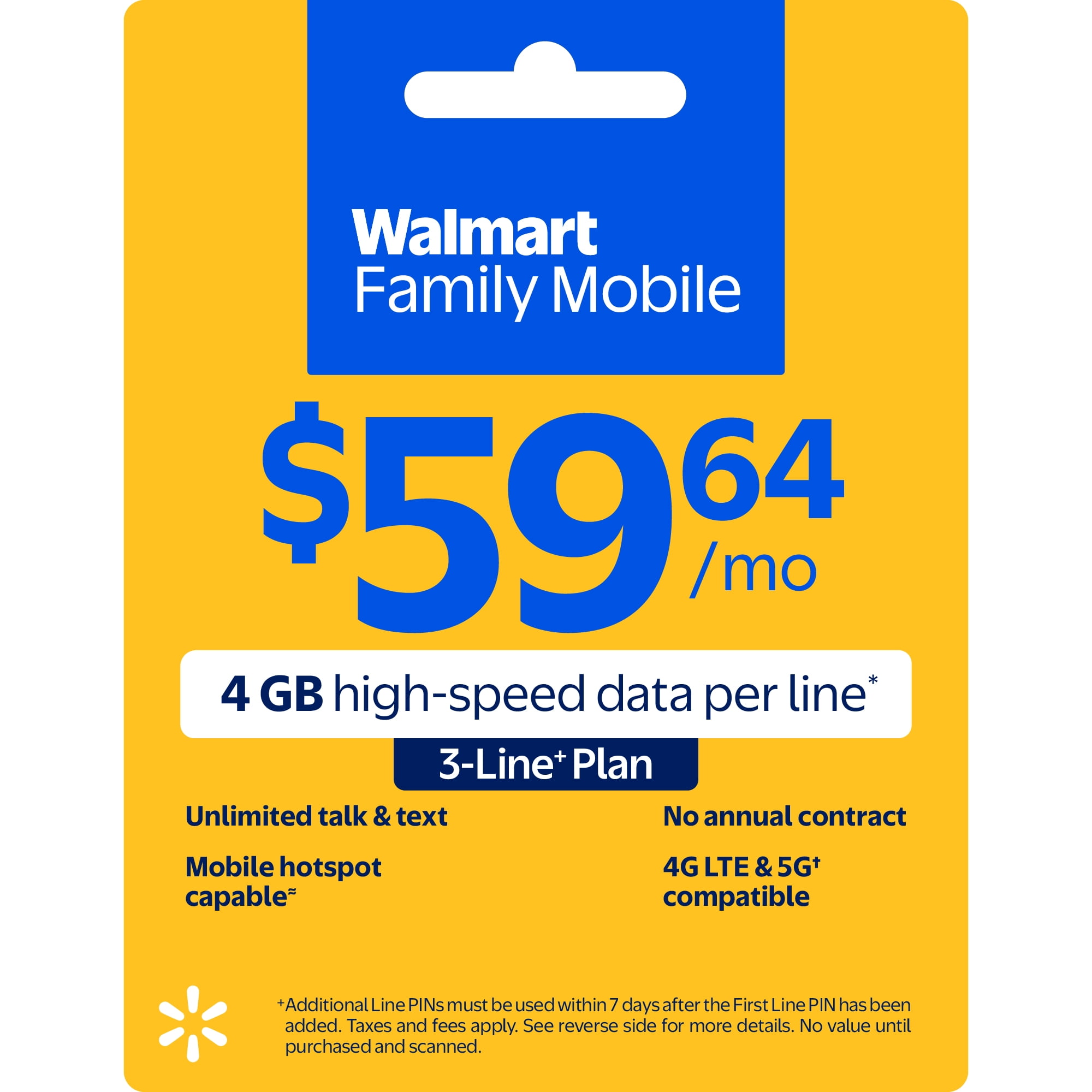 Walmart Family Mobile $59.64 Unlimited Talk & Text 3-Line Monthly ...