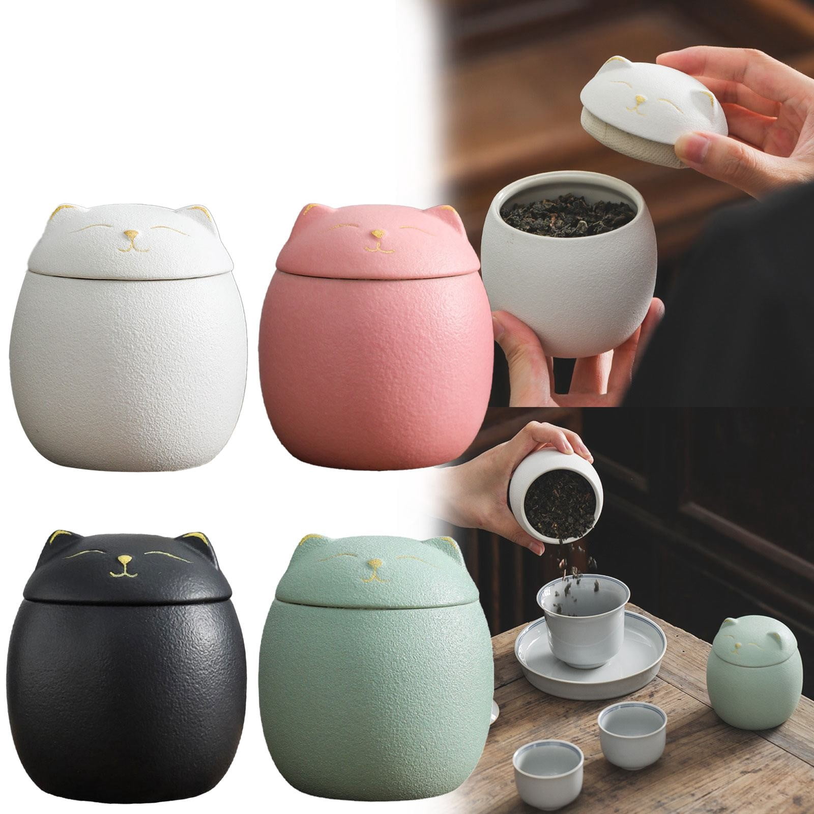 Walmart Outlet! Aminojy Cat Sugar Container Ceramic Storage Jar With ...