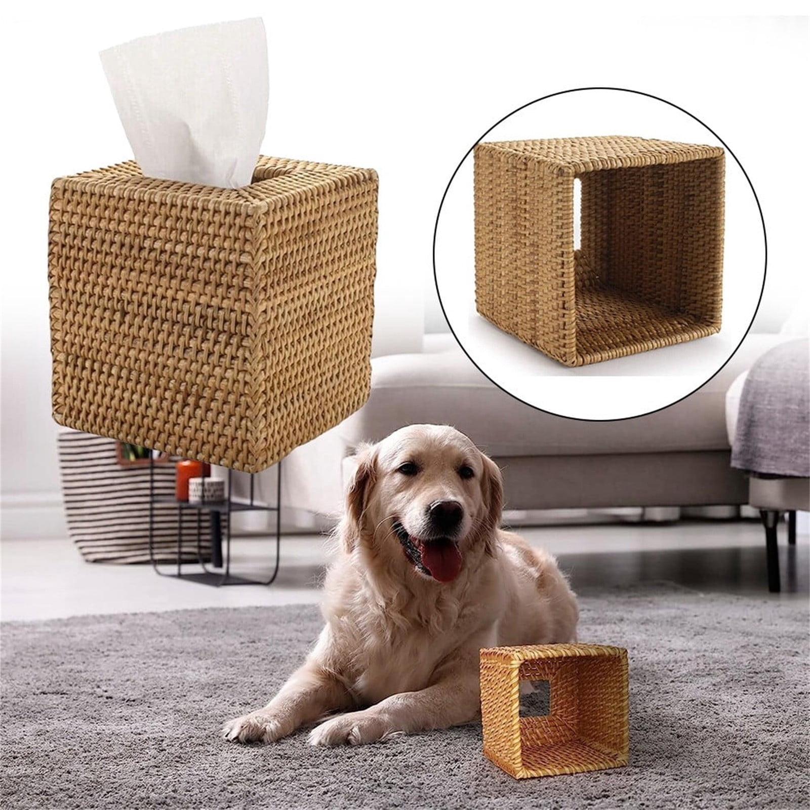 Walmart Pallets! Aminojy Vintage Rattan Tissue Box Cover, Acacia Wood ...