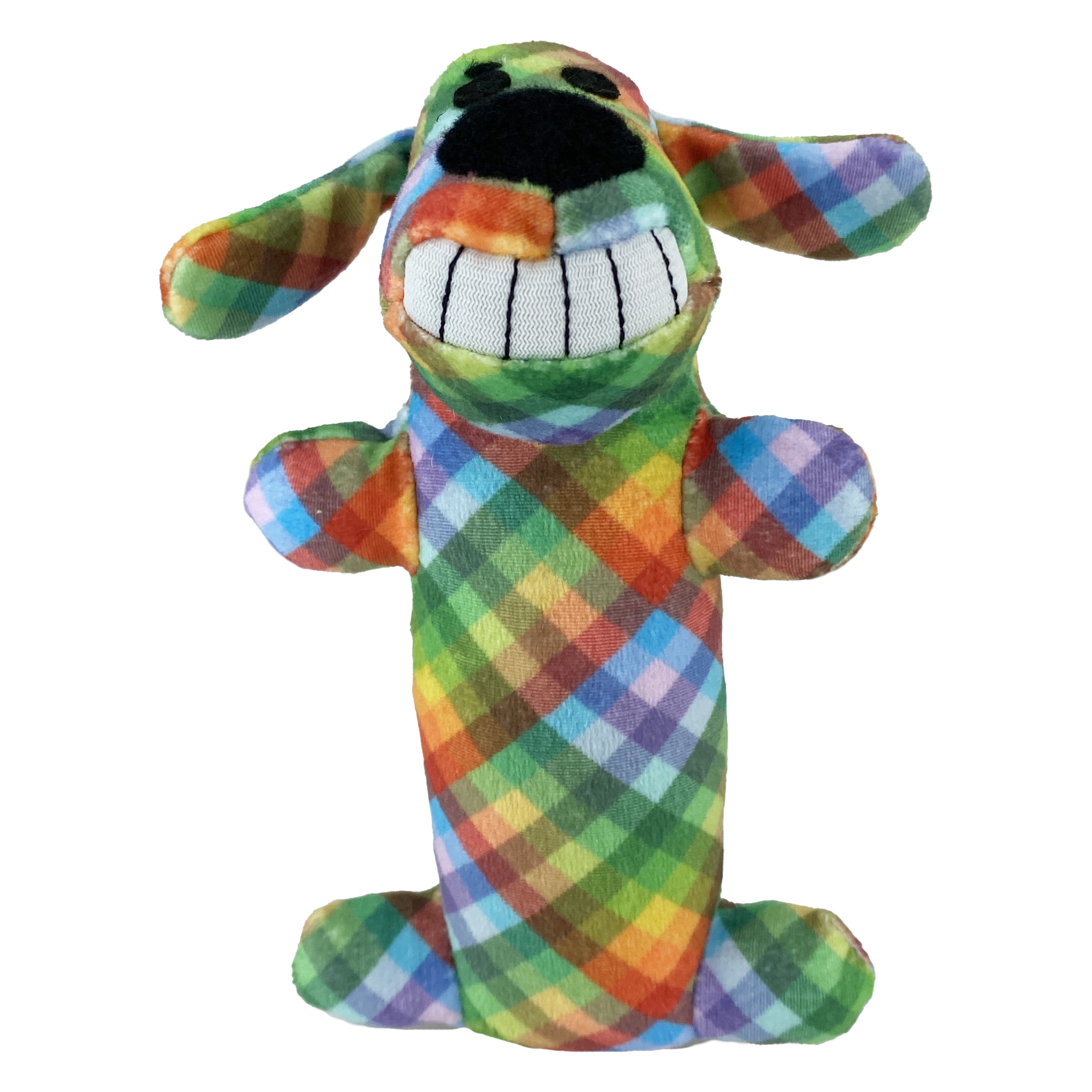 Multipet Smiling Loofa Plush Dog Toy, 6 inch, Colorful Plaid - Walmart ...