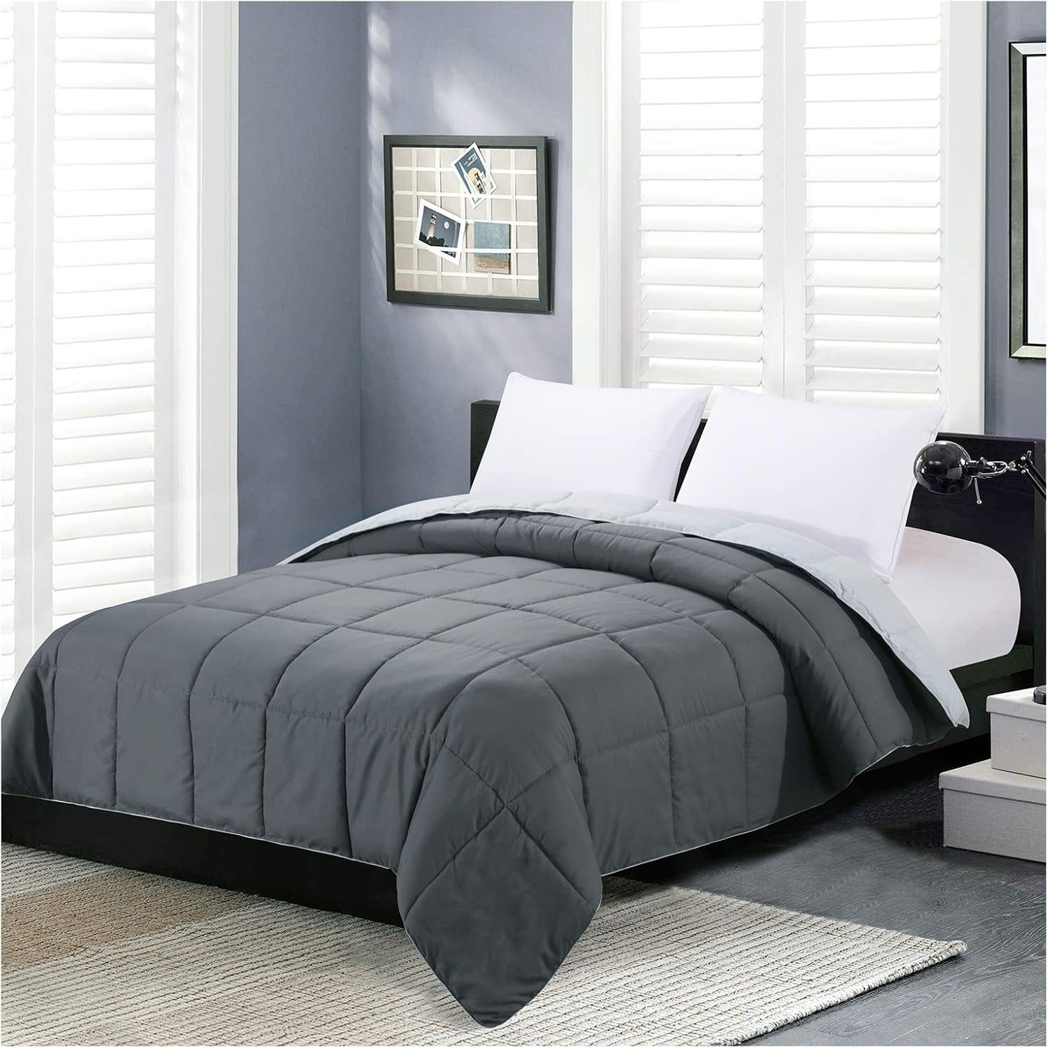Walmart Simple and Modern Dark Gray Quilted Double - sized Comforter ...