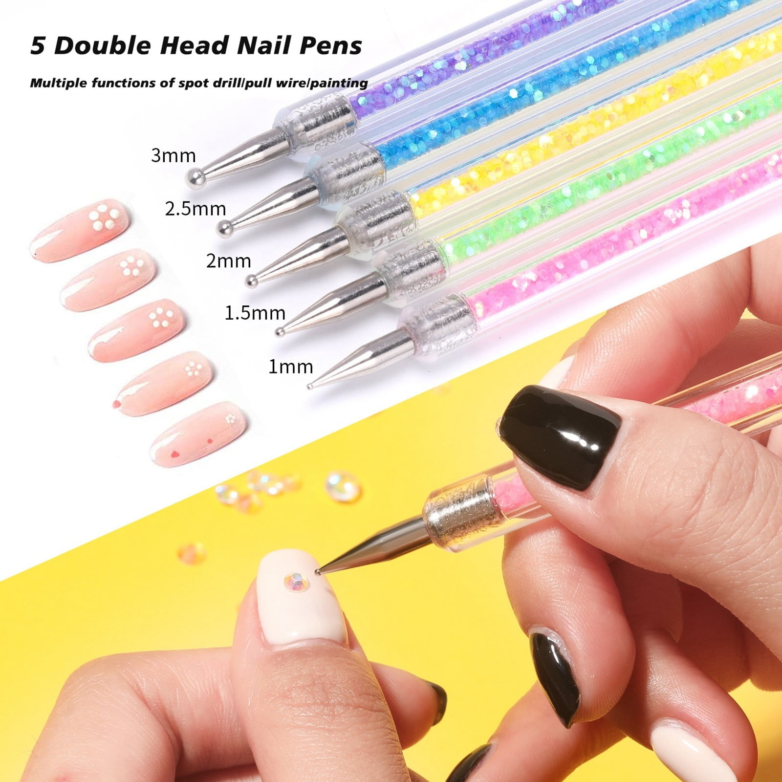 Walmart Week Sales Nail Pen,Double Head Crystal Nail Pencil Set Colored ...