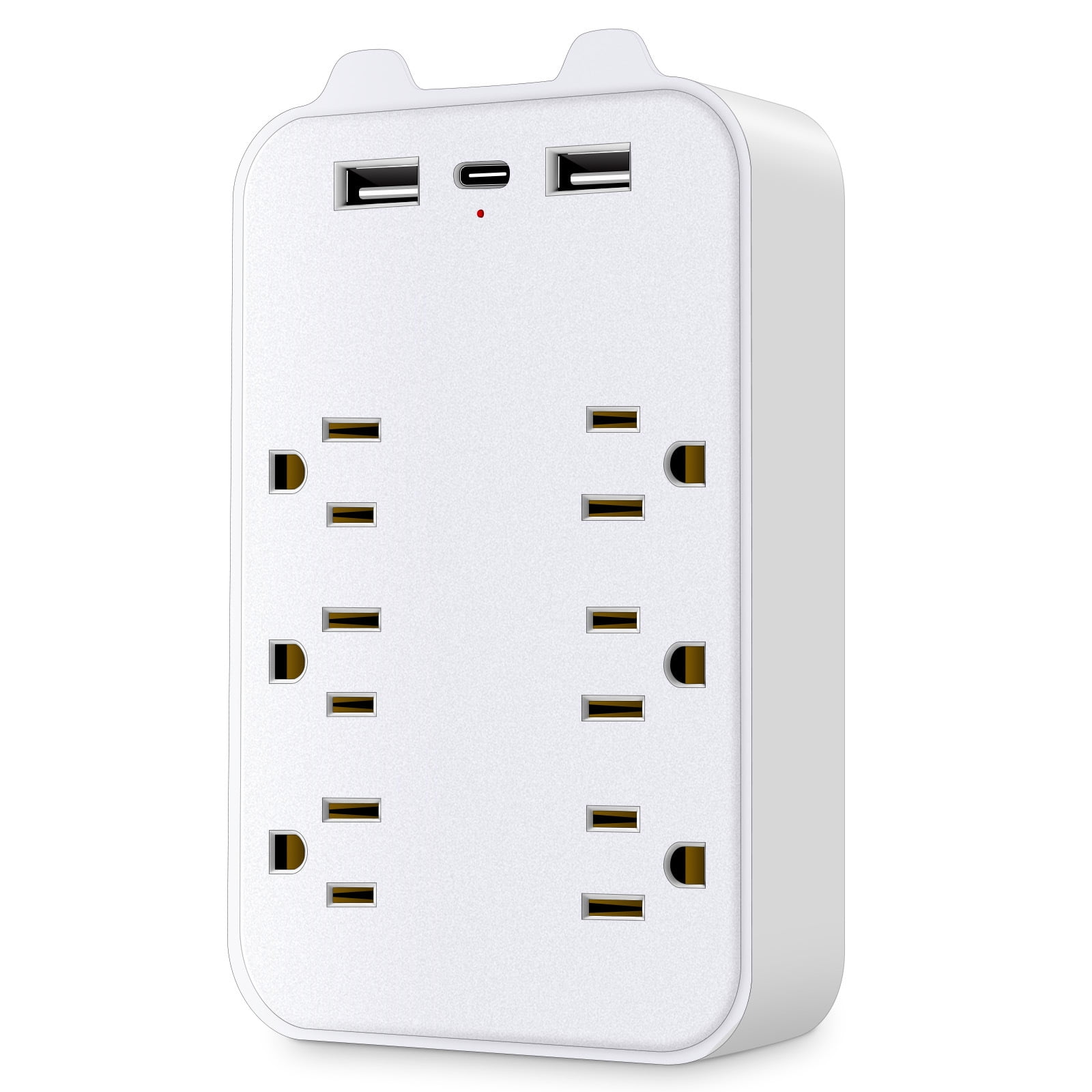 Walmeck 9-in-1 Surge Protector 6-Outlet Extender with 2 USB & 1 USB-C ...