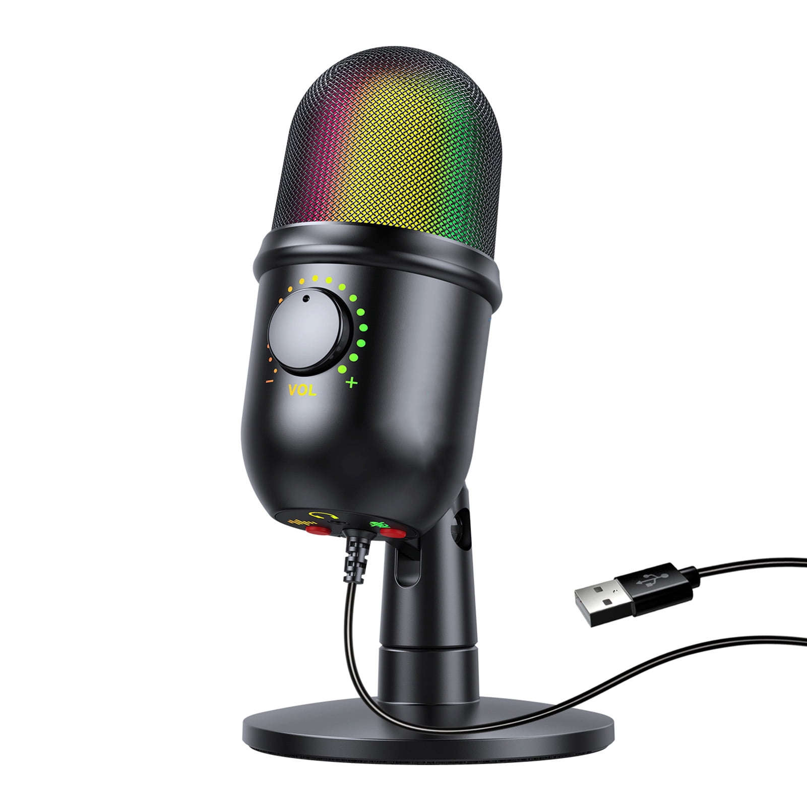 Walmeck Condenser Microphone Cardioid USB Mic with Colorful Effect One ...